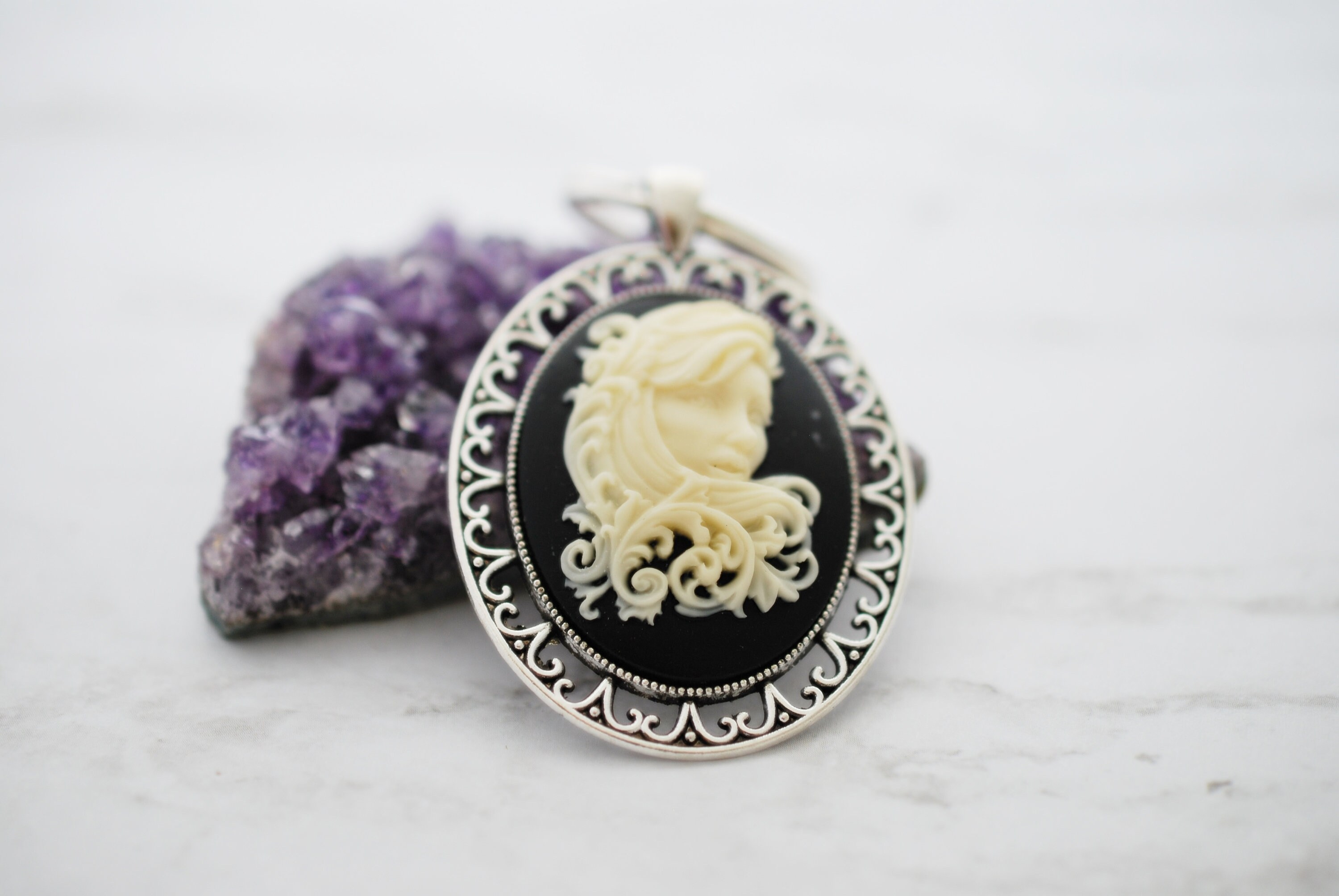 Goddess Keychain Cameo Keychain Goth Girl Lolita Black | Etsy