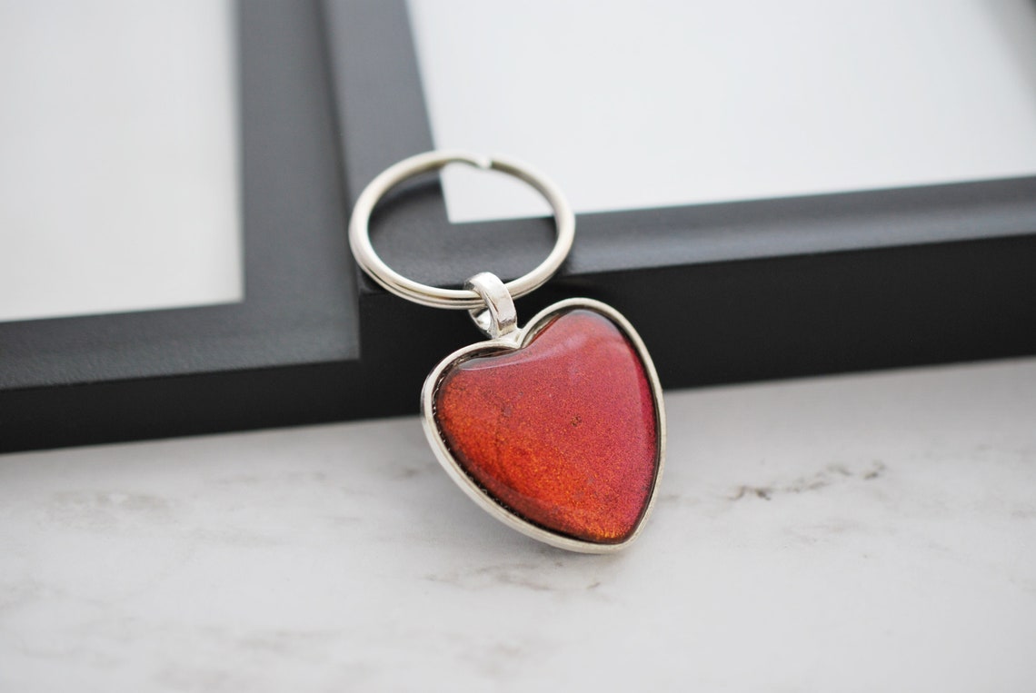 Red Keychain Red Key Ring Red Key Fob Glitter Keychain | Etsy