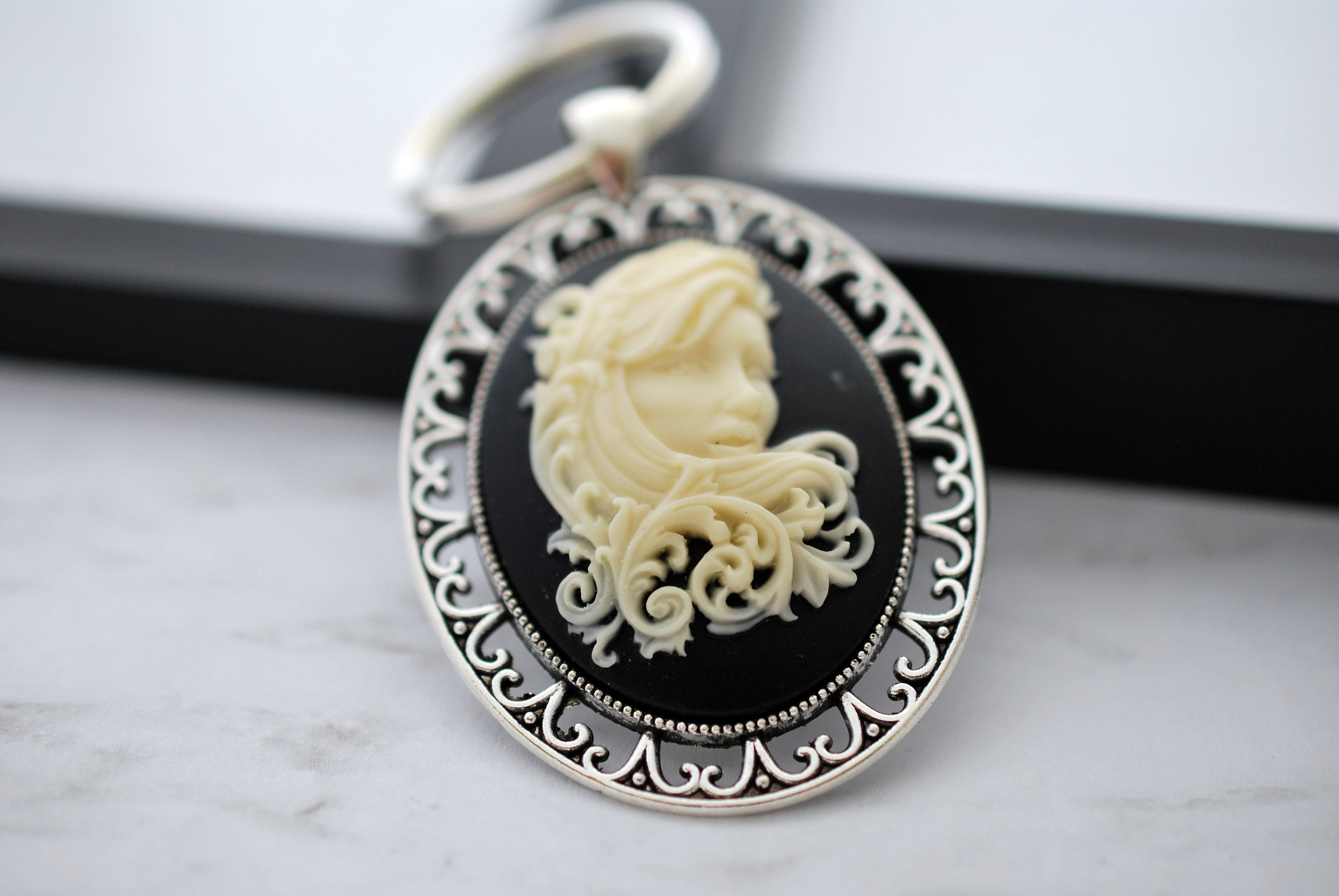 Goddess Keychain Cameo Keychain Goth Girl Lolita Black | Etsy