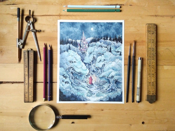 The Forgotten Road Watercolor Painting. Fairytale Art. | Etsy