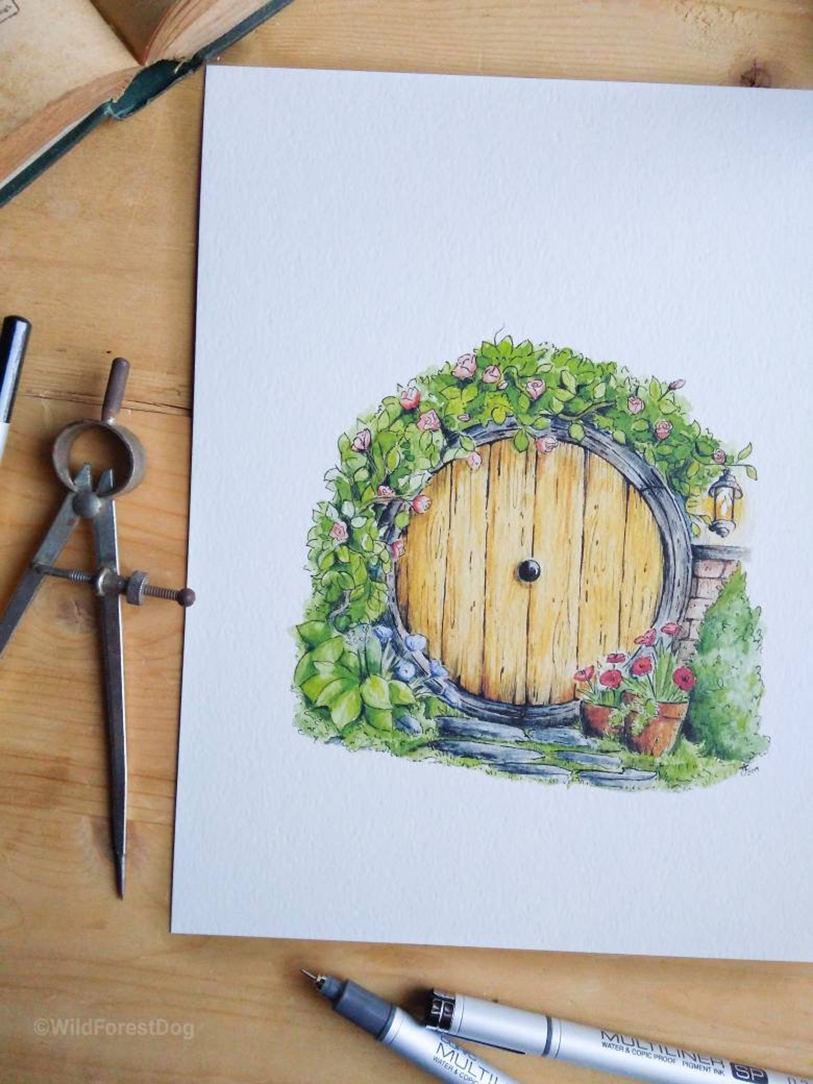 Hobbit Door in Yellow Watercolor Painting. Lord of the - Etsy
