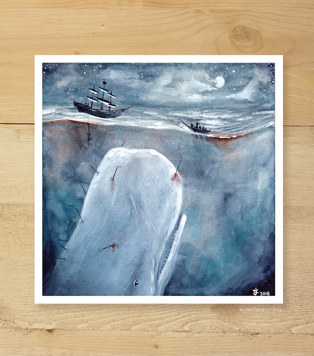 The Whalers | Watercolor Painting. Moby Dick Illustration. the White ...