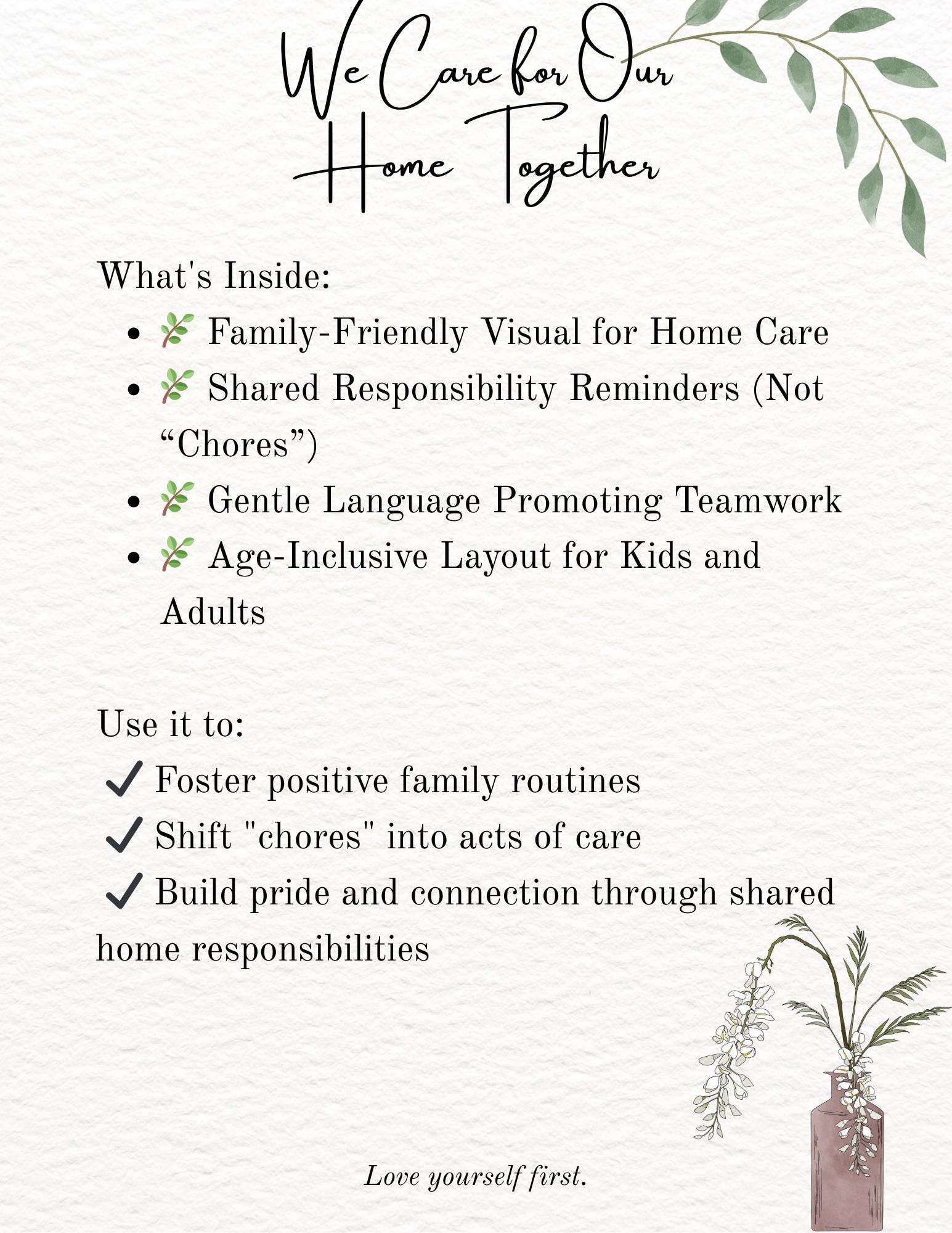 Family Chore Chart Printable | Gentle Parenting Visual | Collaborative ...