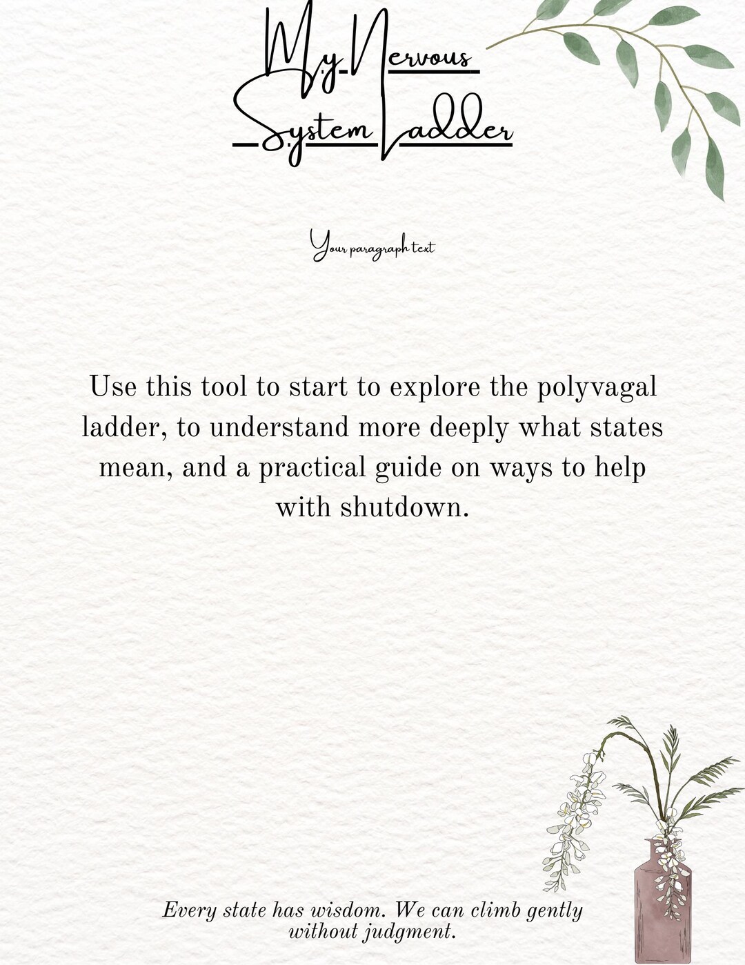 My Nervous System Ladder Printable | Polyvagal Theory Visual Guide ...