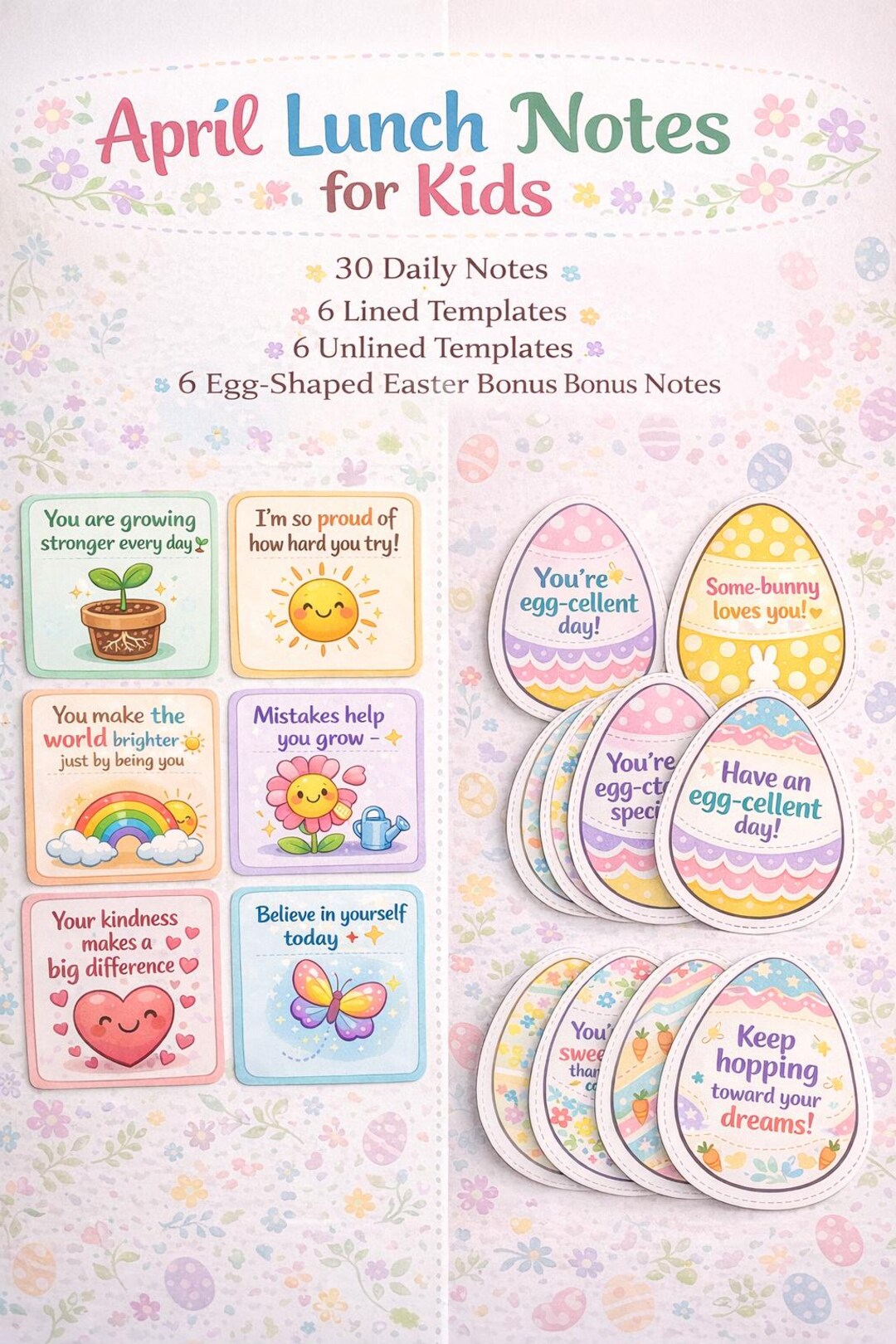 April Lunch Box Notes for Kids | Spring Lunch Box Notes for Kids ...