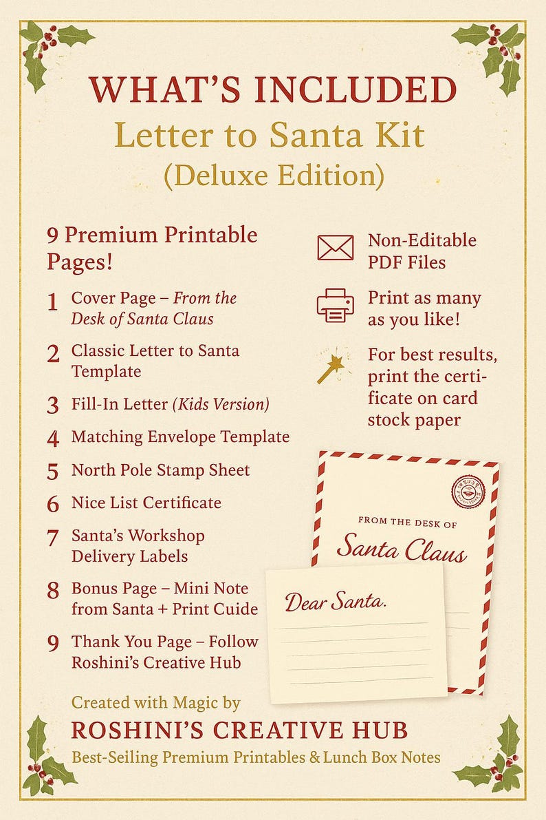 Letter to Santa Kit Printable | Letter to Santa , North Pole Envelope ...