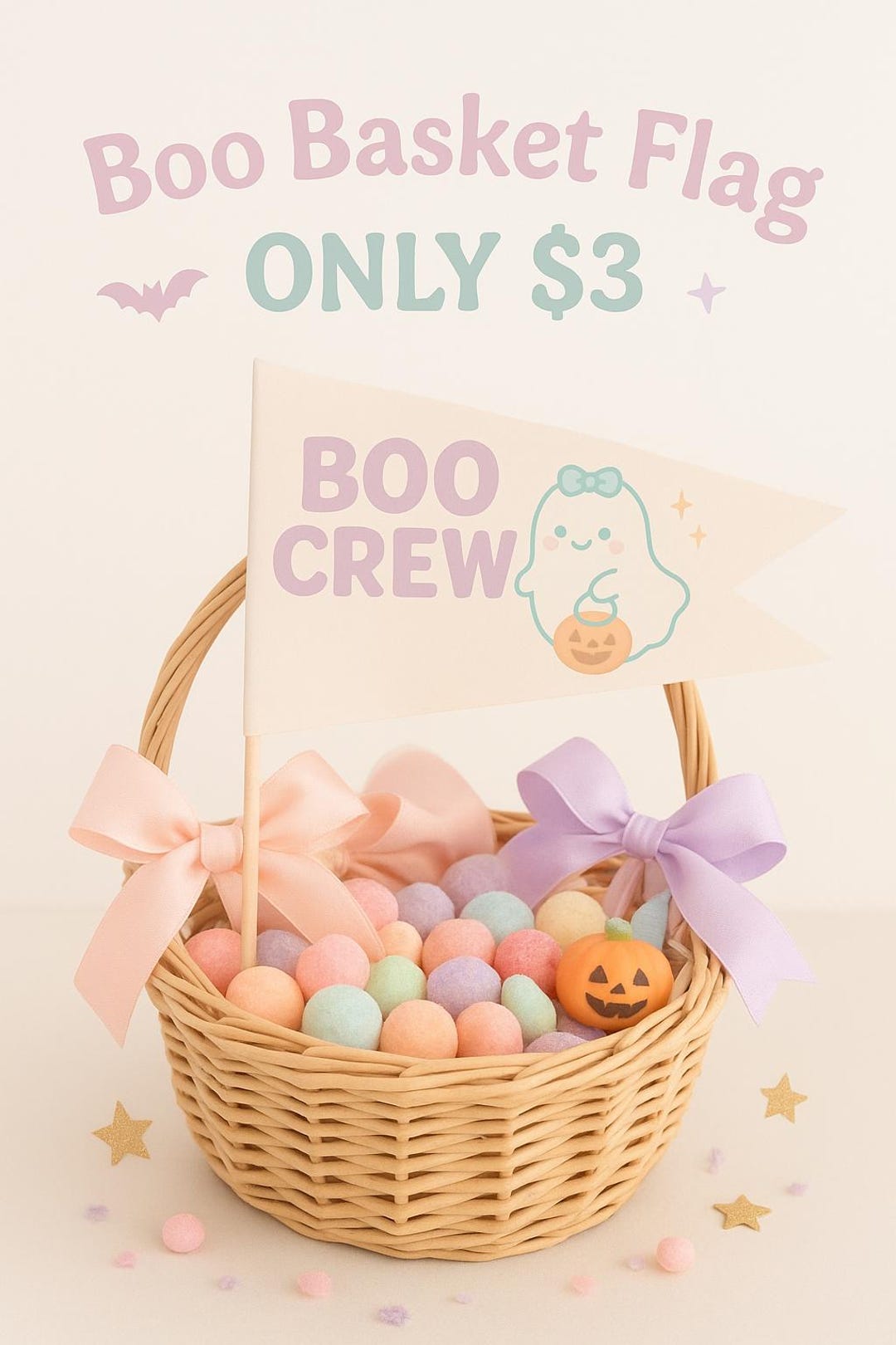 Printable Pastel Halloween Boo Basket Flag (digital Download) - Etsy