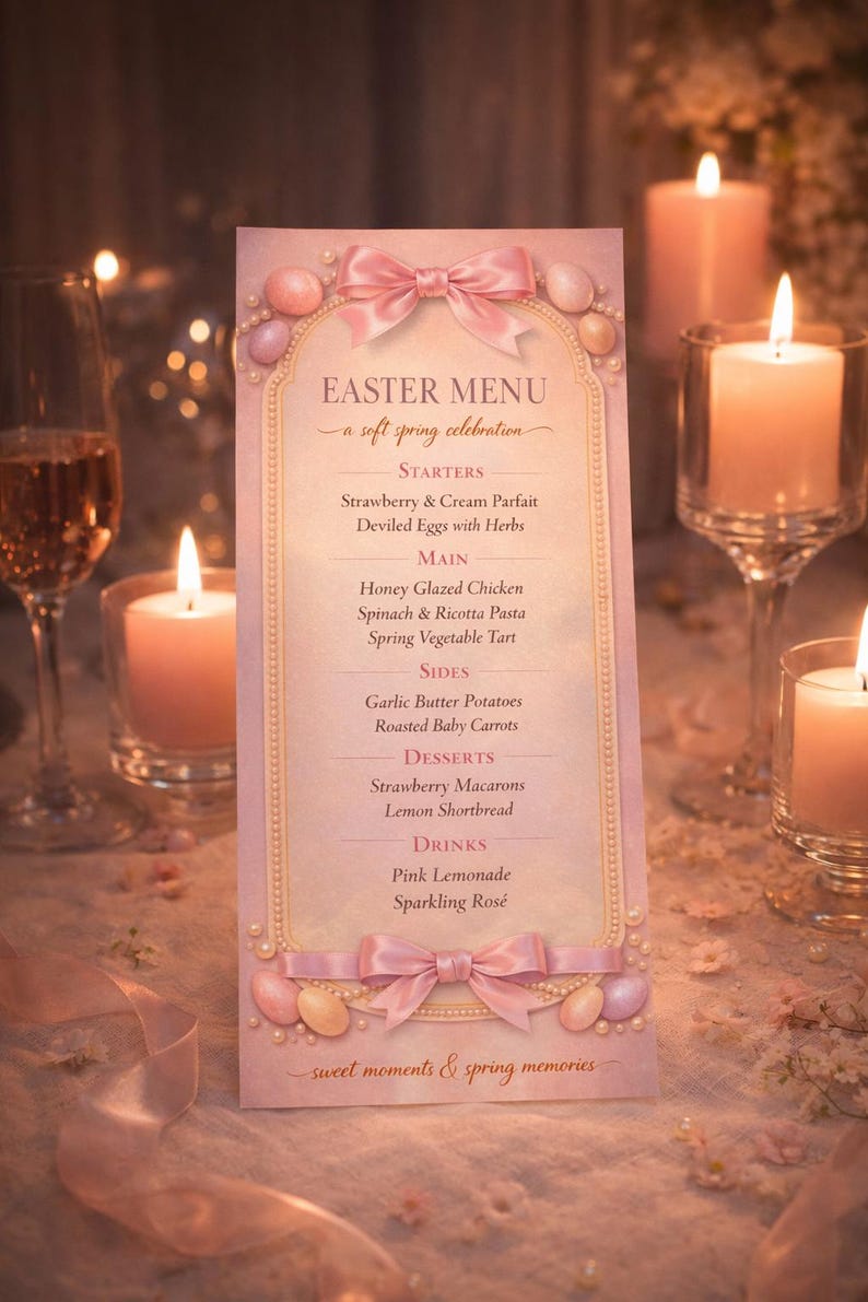Easter Brunch Menu | Aesthetic Easter Menu | Printable Menu | Menu ...
