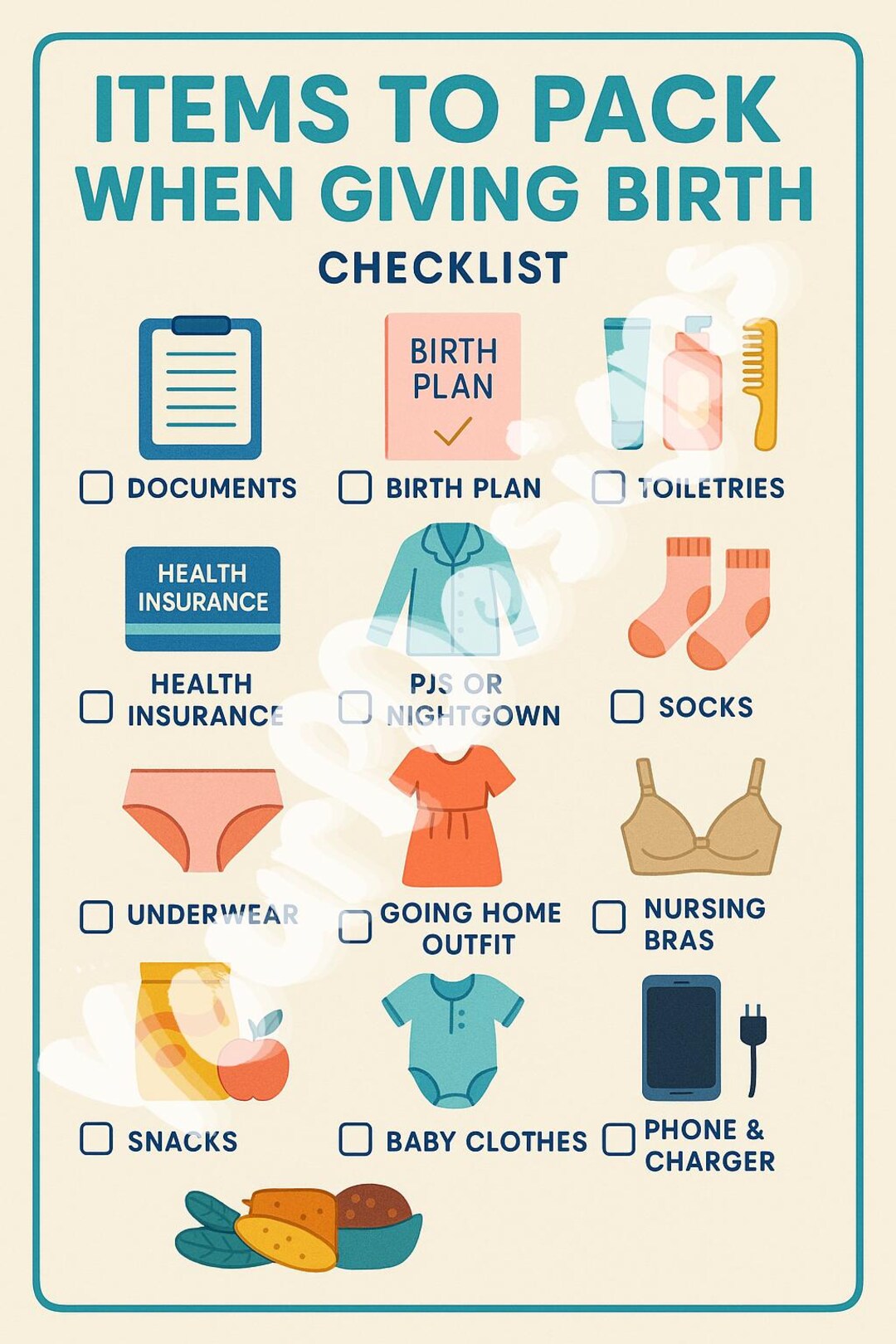 Hospital/birth Checklist for Moms to Be - Etsy