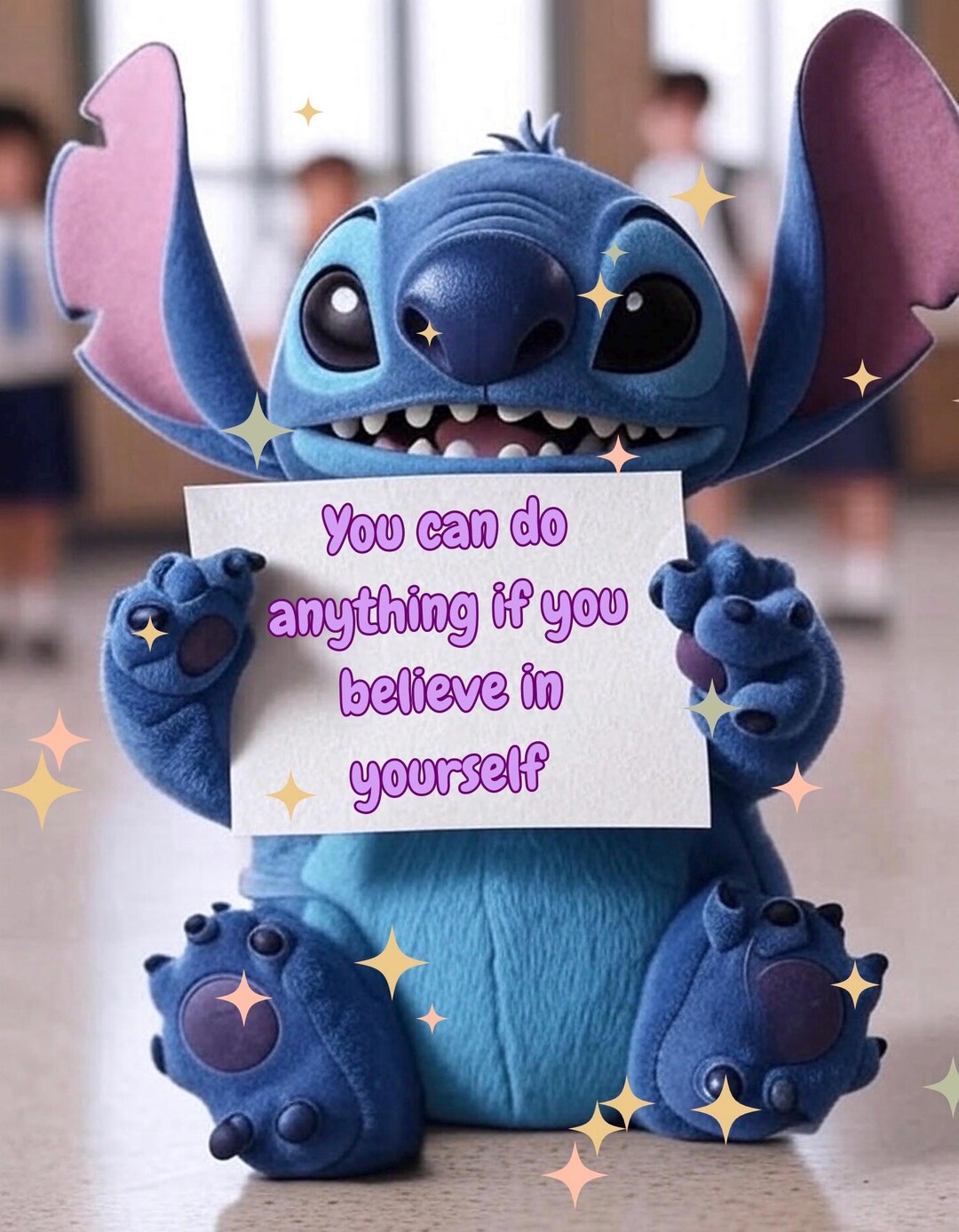 Cute Positive Thinking Kids Stitch Poster - Motivational Wall Art for ...