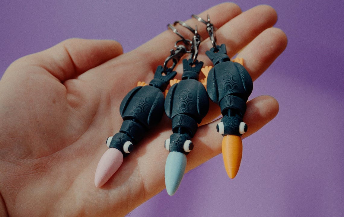 3D Printed Animal Keychain: Articulated Fidget Toy - PLA - Etsy