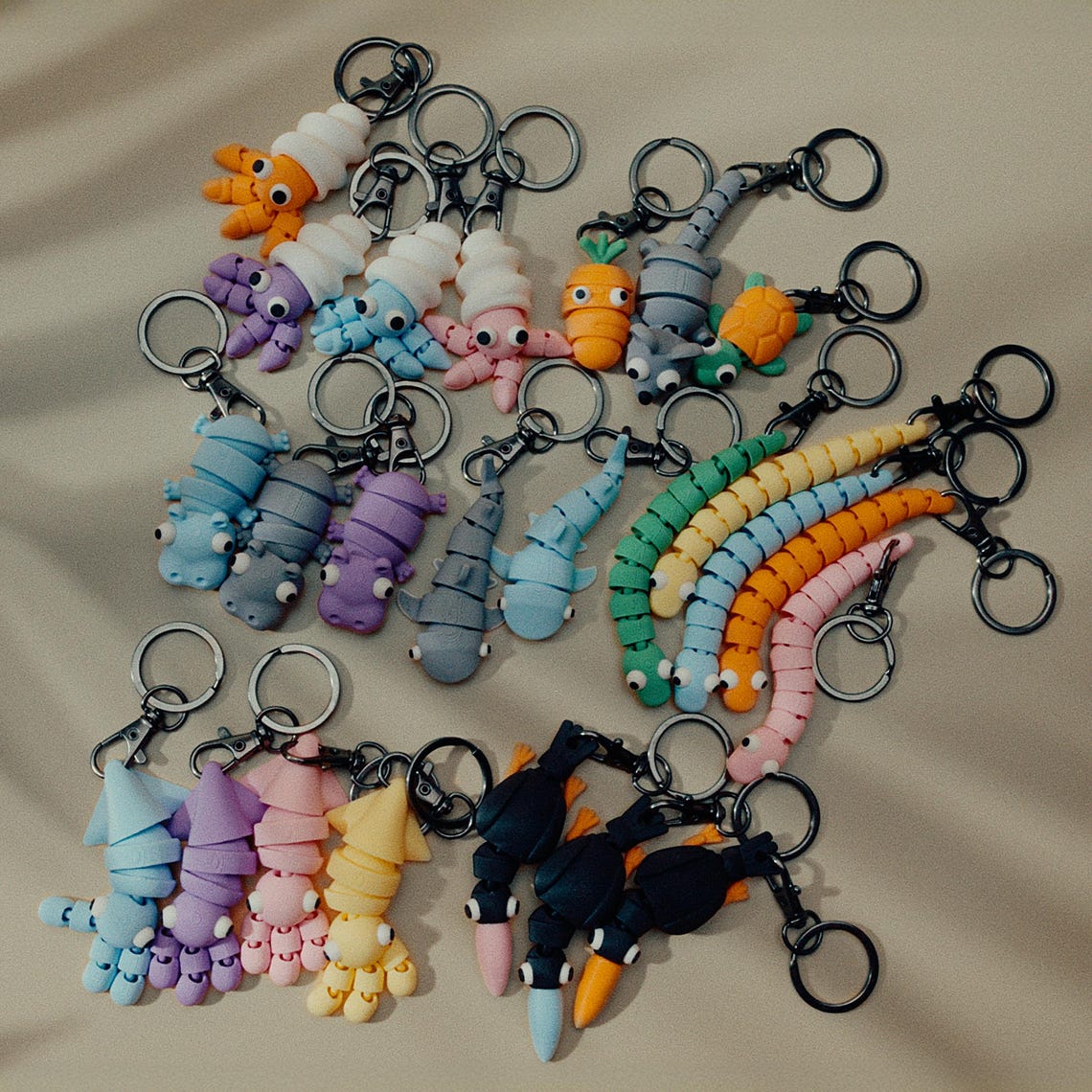 3D Printed Animal Keychain: Articulated Fidget Toy - PLA - Etsy