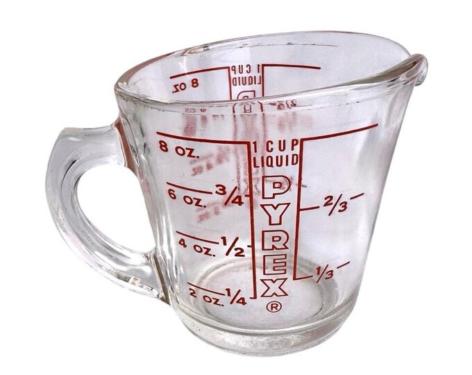 Vintage Pyrex 1 Cup Glass Measuring Cup #508 | Red Print, USA Made - Etsy