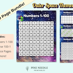 Space Themed Hundreds Chart Printable Bundle | 1-100, Skip Counting ...