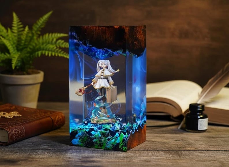 Frieren Anime Resin Sculpture – Illuminated Fantasy Diorama ...