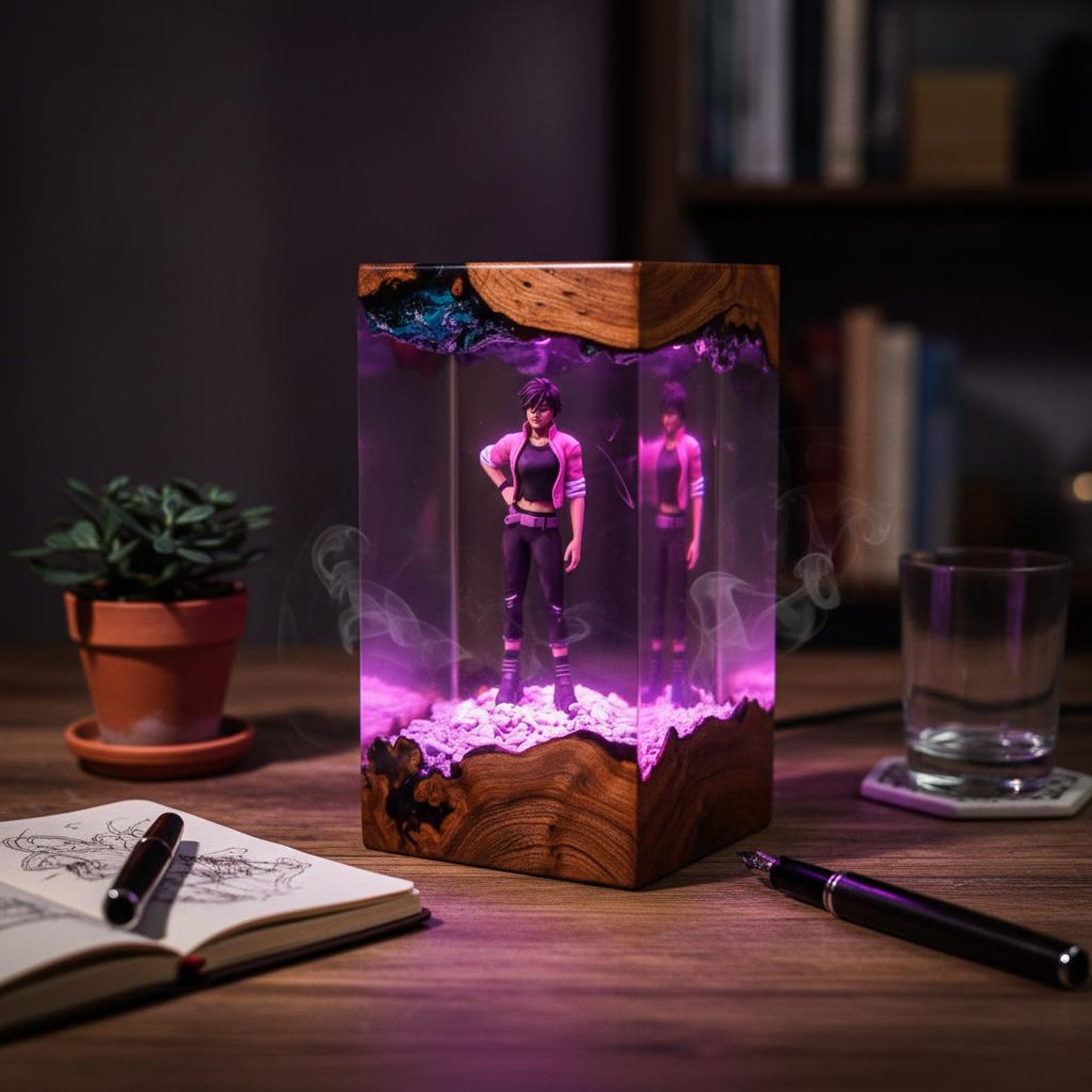 Invisigal Stealth Fantasy Resin Lamp – Mystic LED Light Sculpture ...