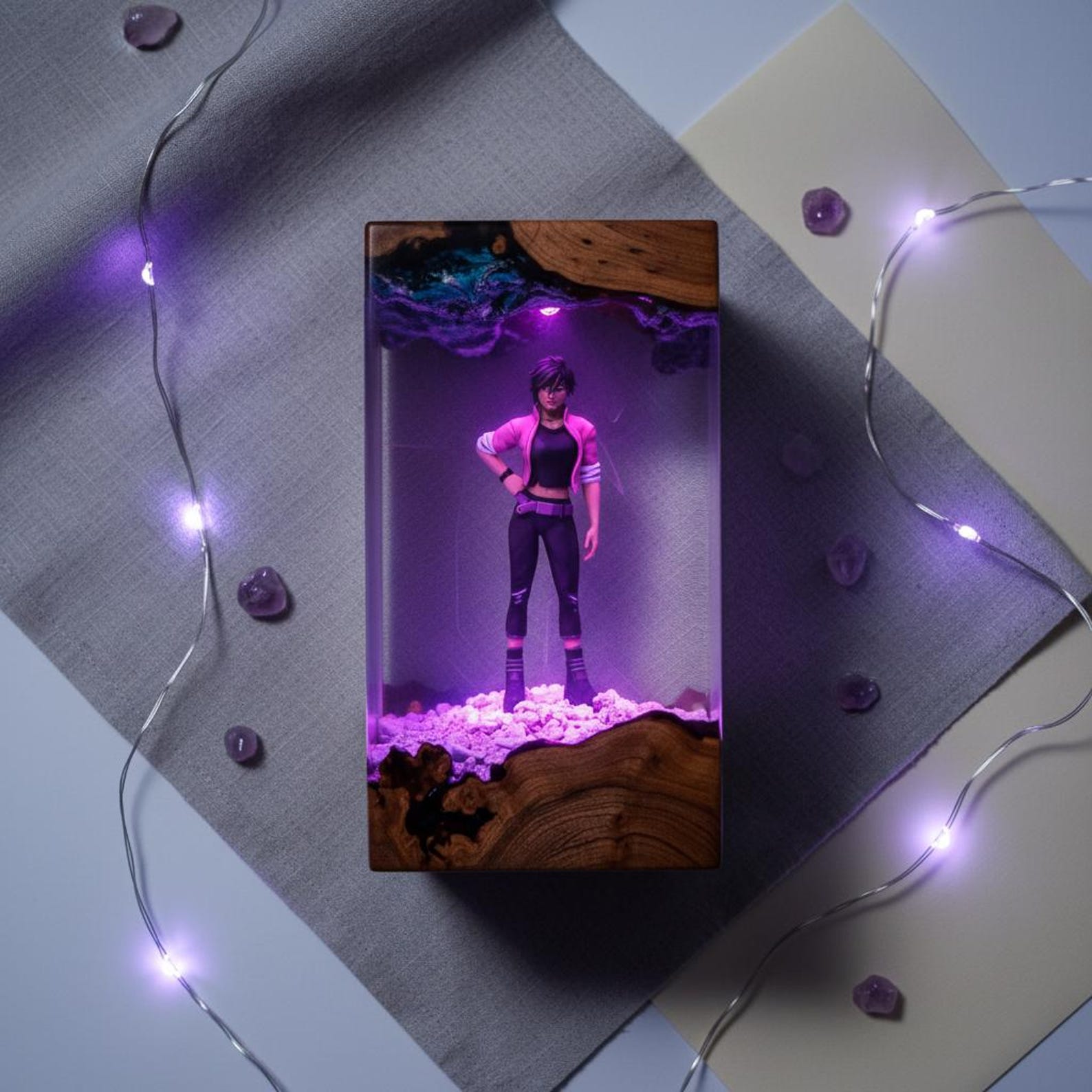 Invisigal Stealth Fantasy Resin Lamp – Mystic LED Light Sculpture ...
