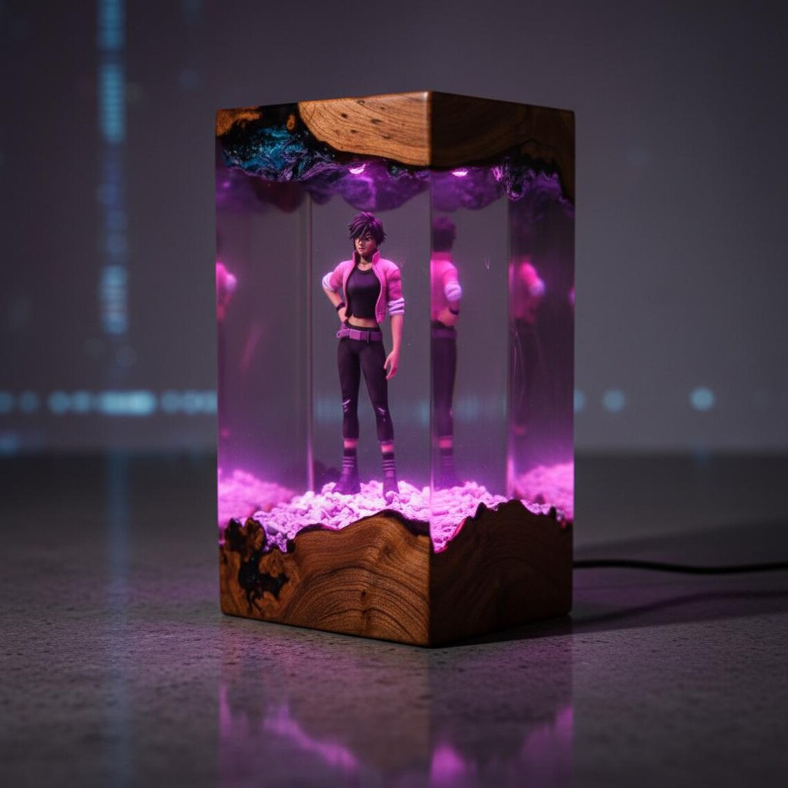 Invisigal Stealth Fantasy Resin Lamp – Mystic LED Light Sculpture ...
