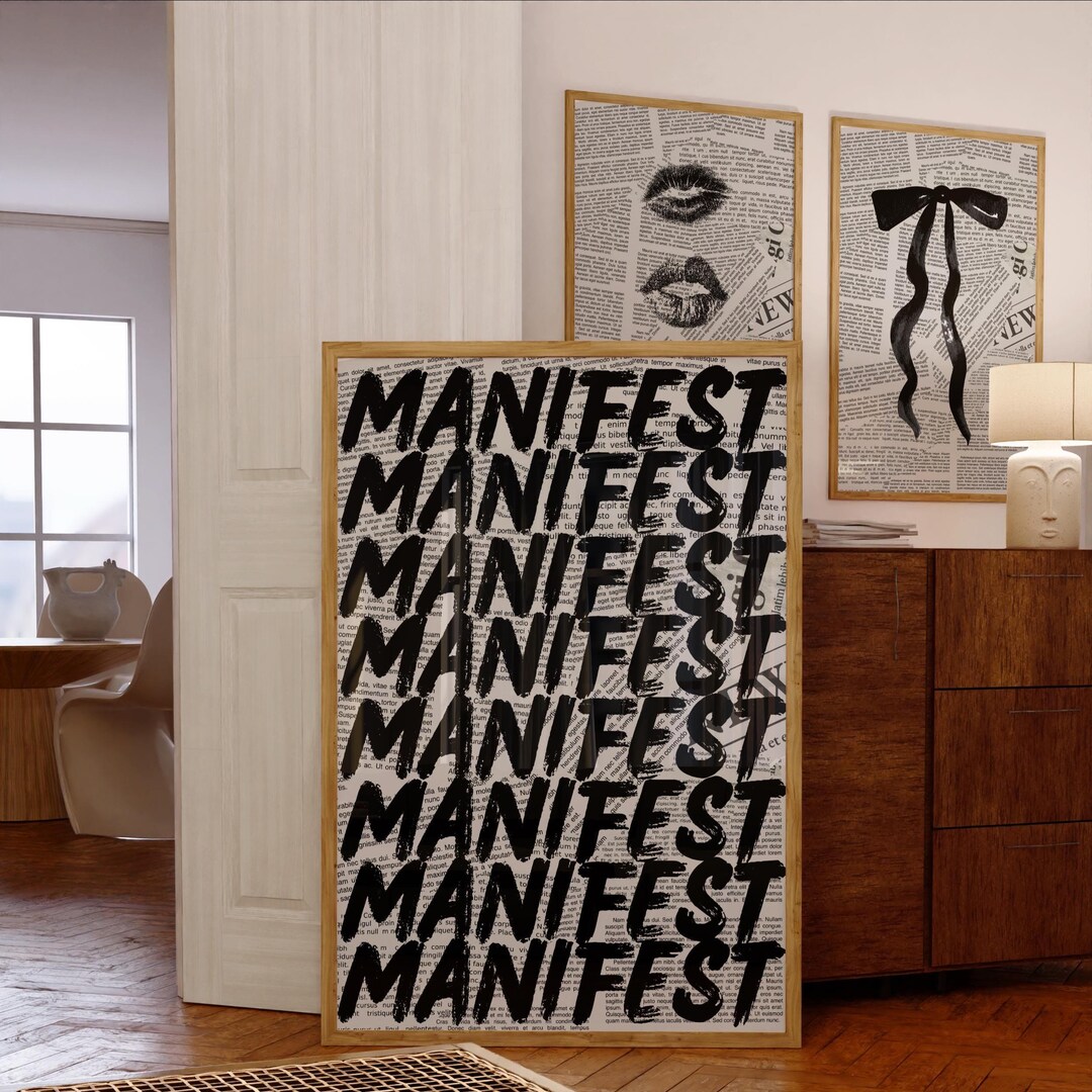 Manifest Art Print, Retro Typography Poster, Aesthetic Trendy Print ...