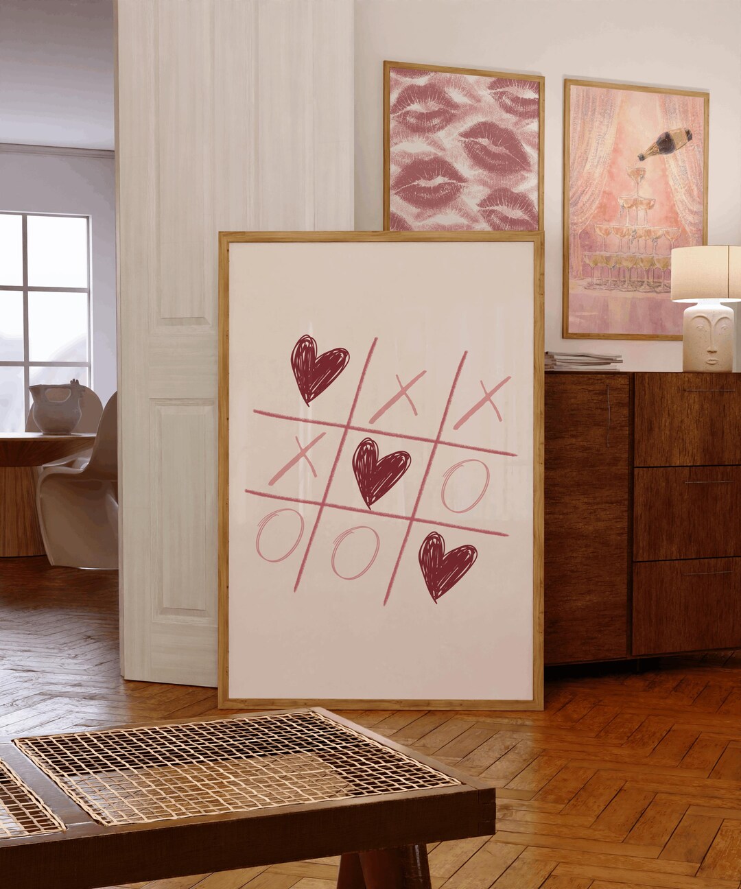 Valentines Day Poster Heart Tic Tac Toe Trendy Wall Art XOXO Poster ...