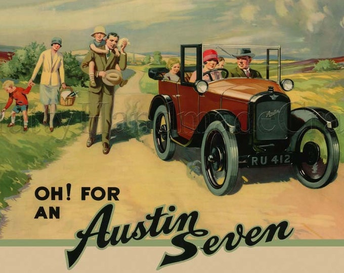 Austin Seven, Vintage, Illustration, 1930s, Print, Advertising Poster ...
