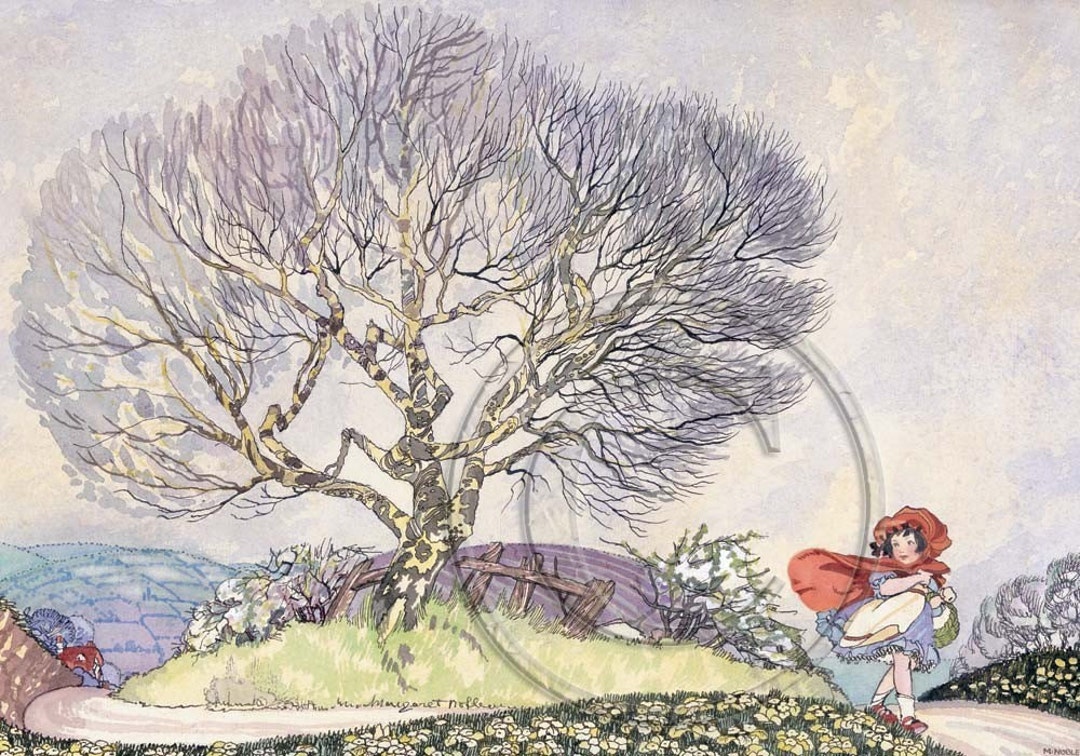 Little Red Riding Hood, Red Cape, Grimm's, Fairy Tales, 1920s Print - Etsy