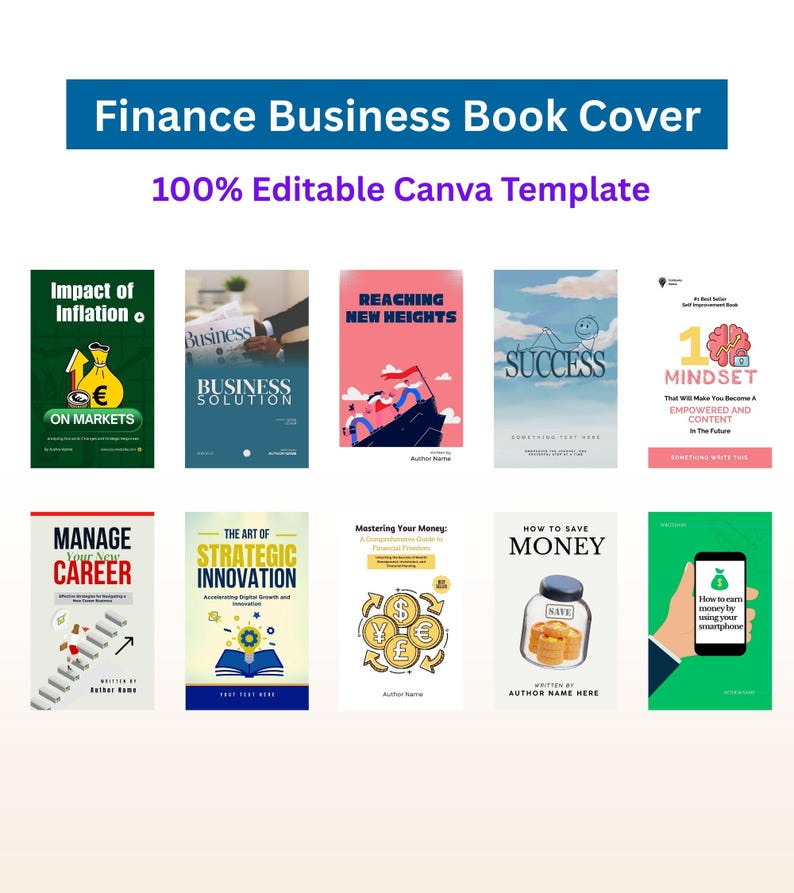 Finance Book Cover Canva Templates | Editable Ebook Cover for Money ...