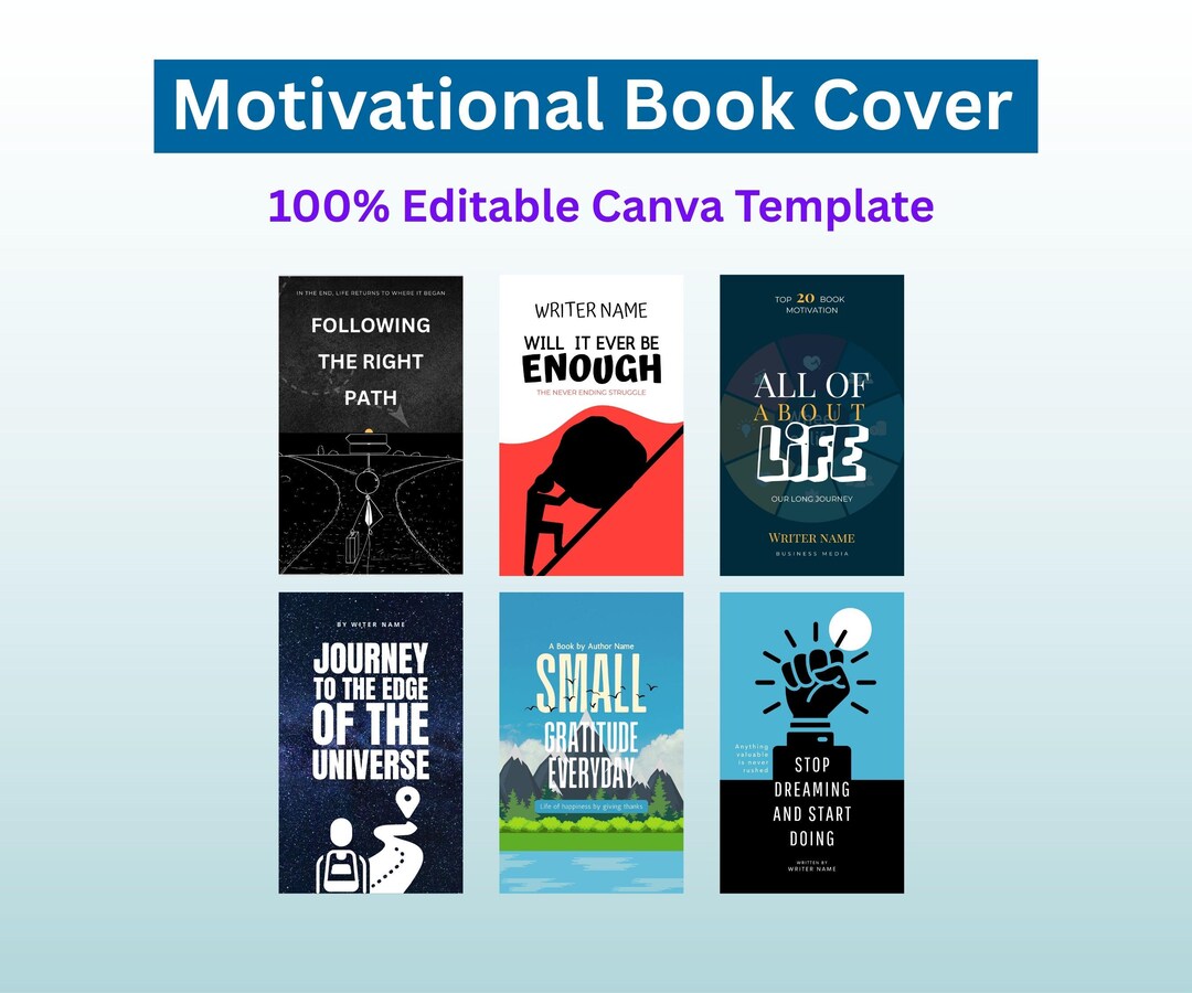 Motivational Book Cover Canva Templates | Editable Inspirational Ebook ...