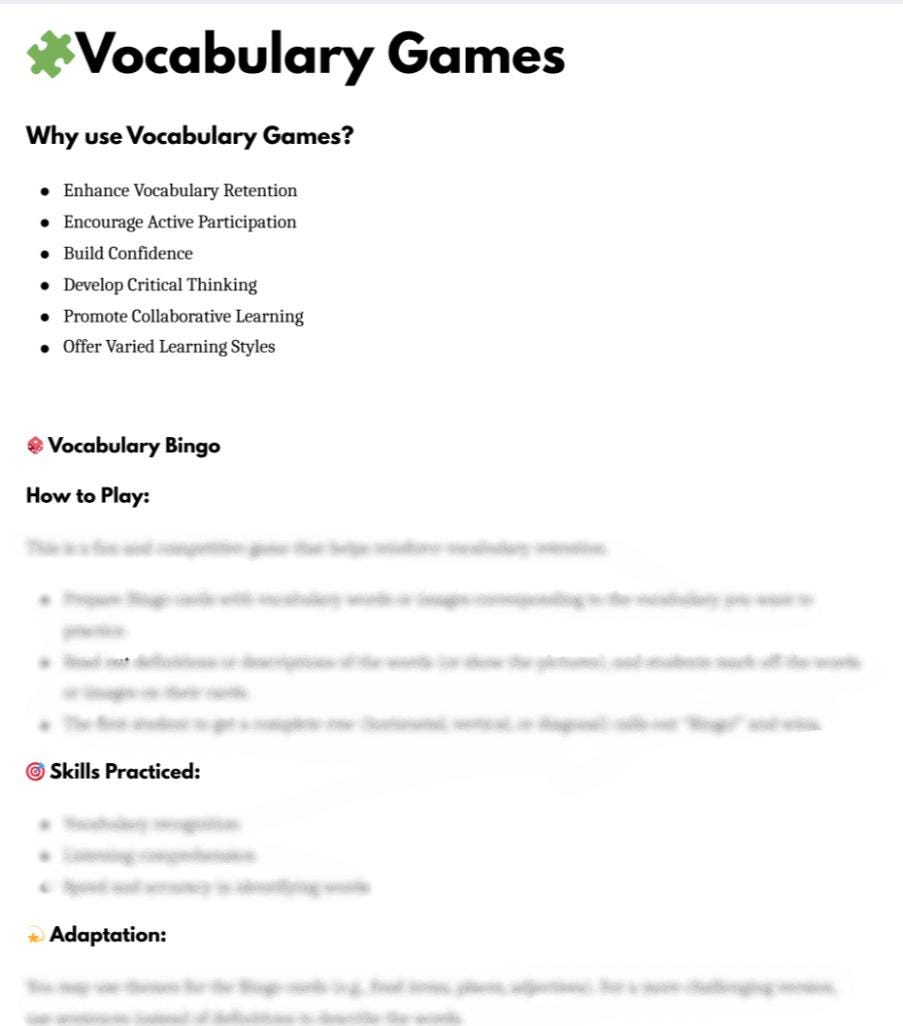 40+1 Fun ESL/EFL Games | Print & Go PDF for English Teachers - Etsy