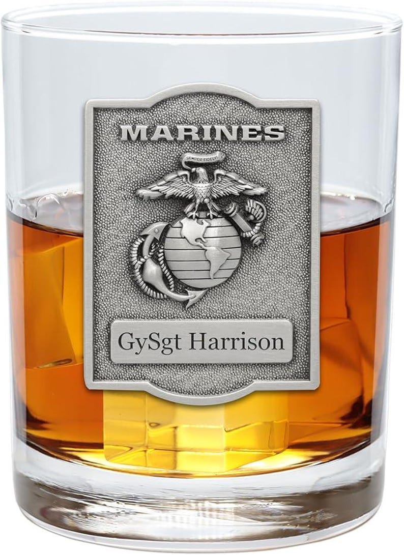 USMC 13oz Whiskey Glass With Handcrafted, Personalized Pewter EGA ...