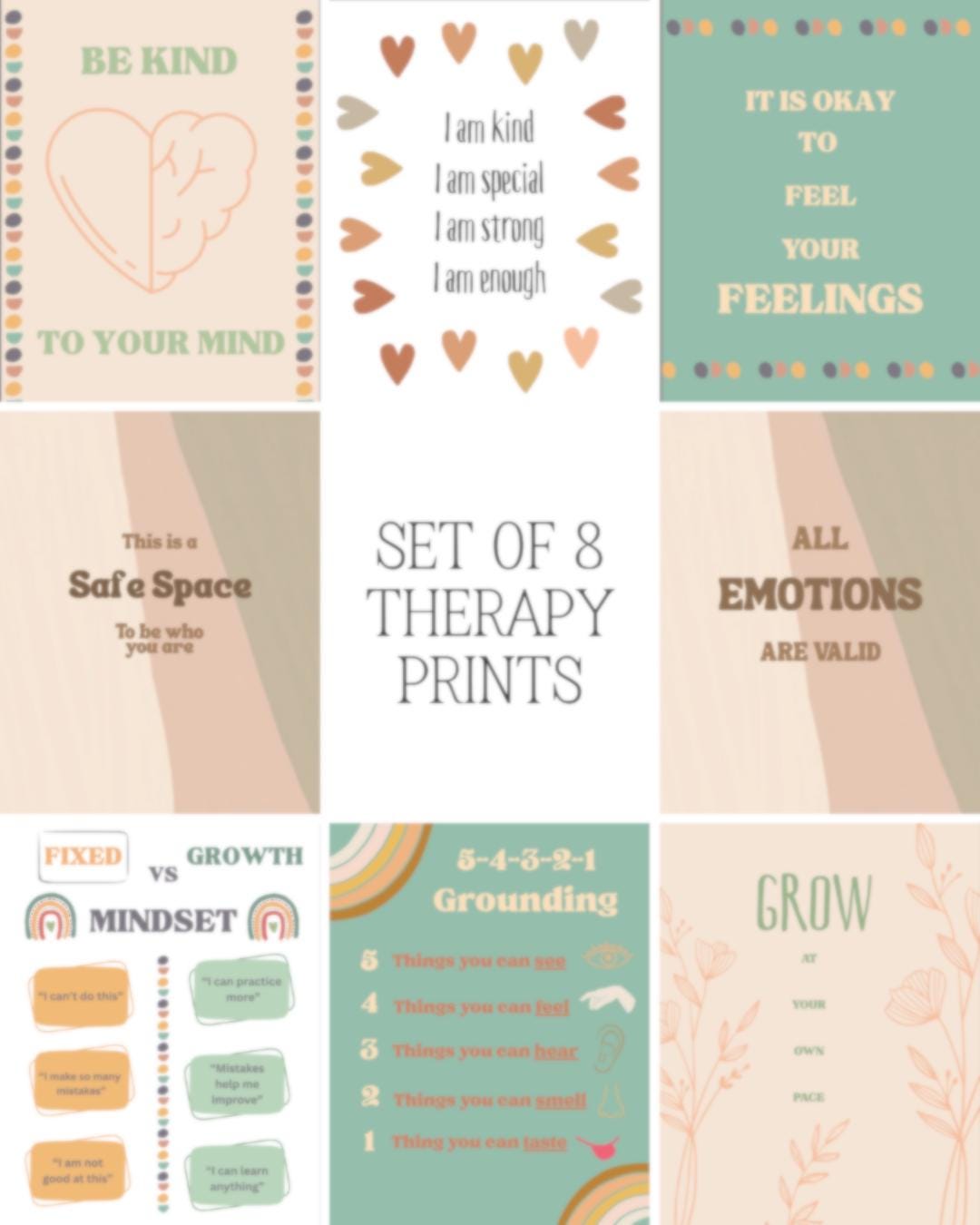 8 Boho Therapy Office Decor, School Counselor Prints, Social Work ...