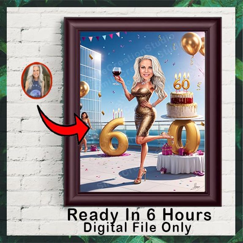 60th BIRTHDAY Extra Special Day Caricature Photo to Cartoon ...