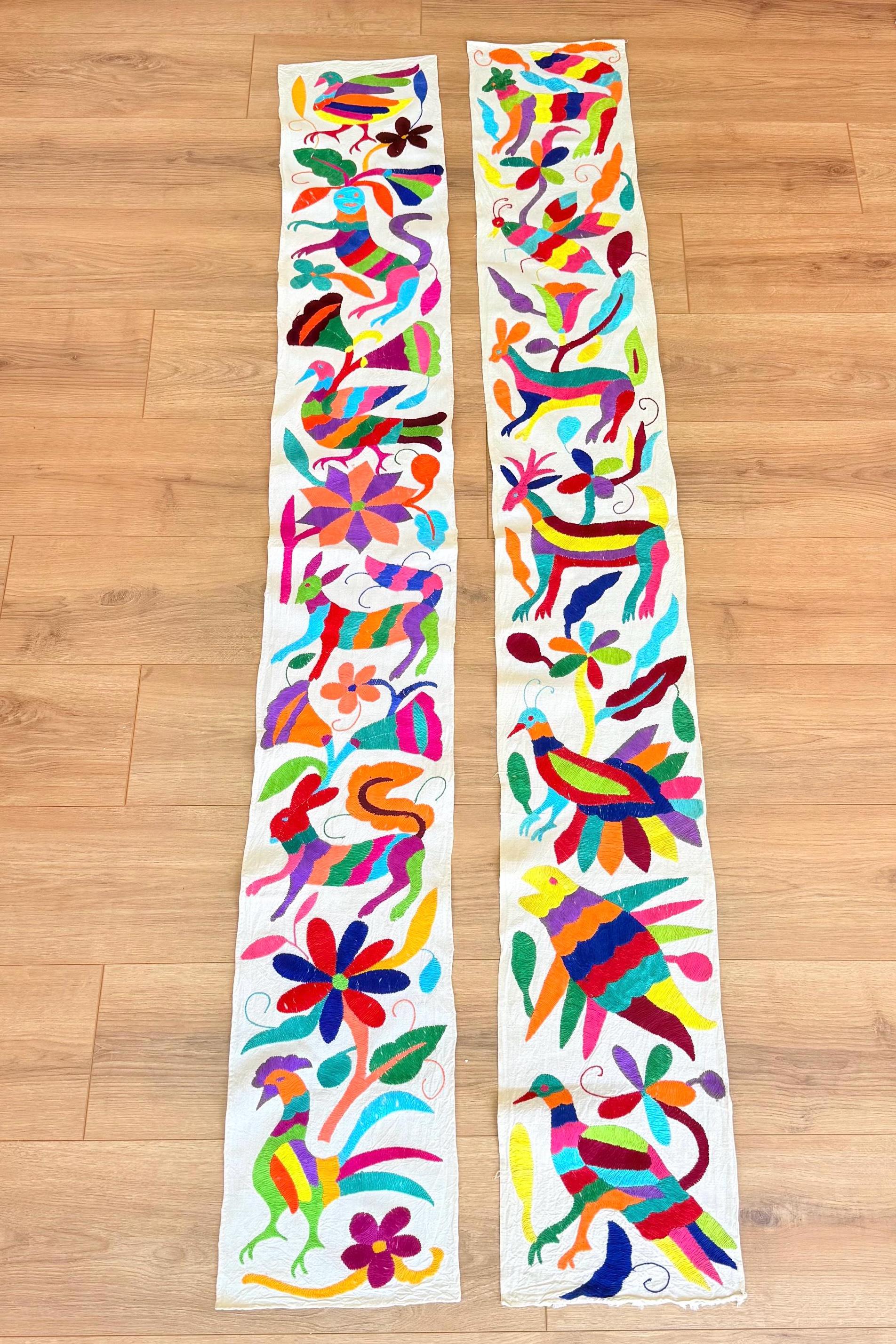 Pair of Vintage Mexican Otomi Embroidered Table Runners – Multicolor ...
