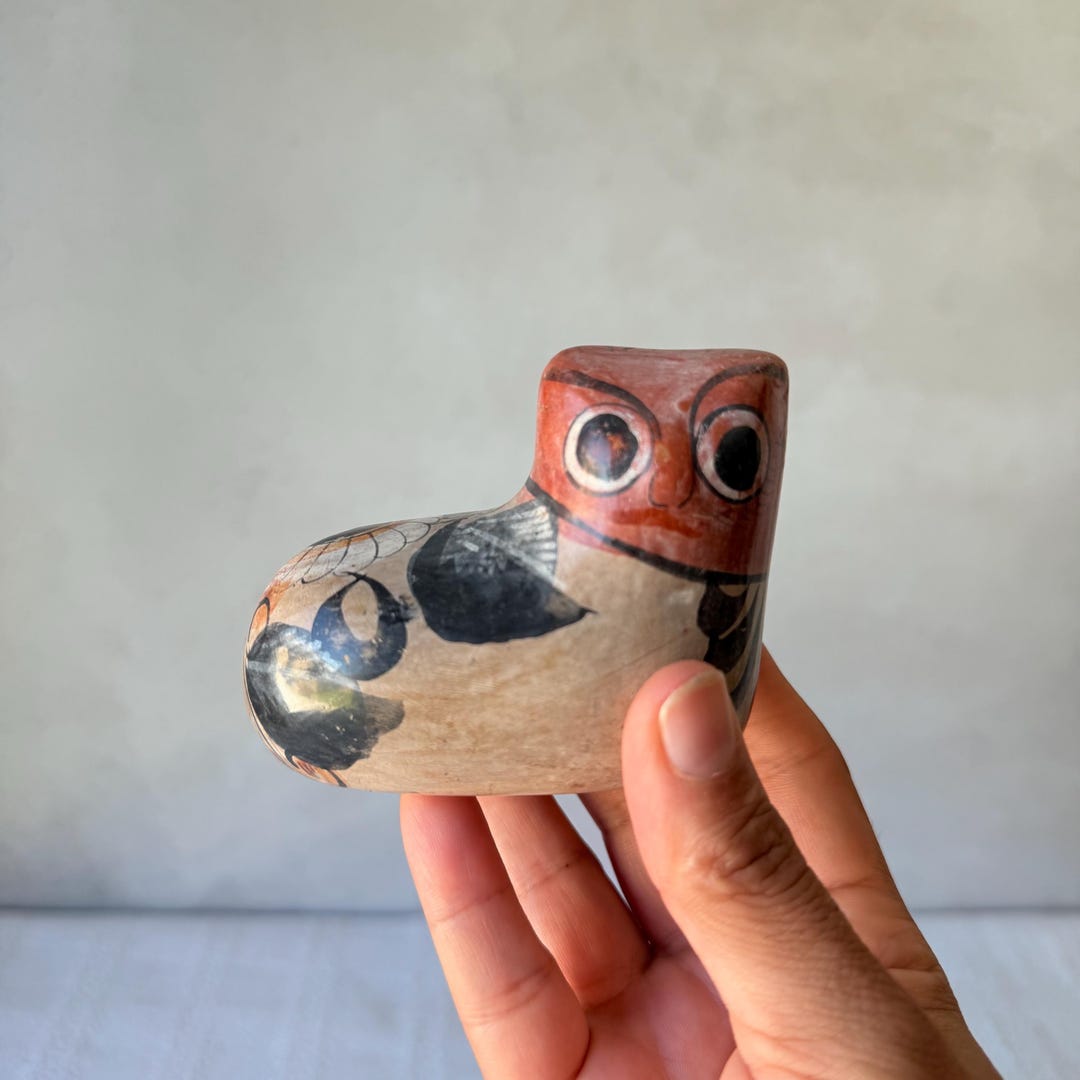 Vintage Mexican Folk Art Owl 3" | Hand Painted Tonala Figurine Signed ...