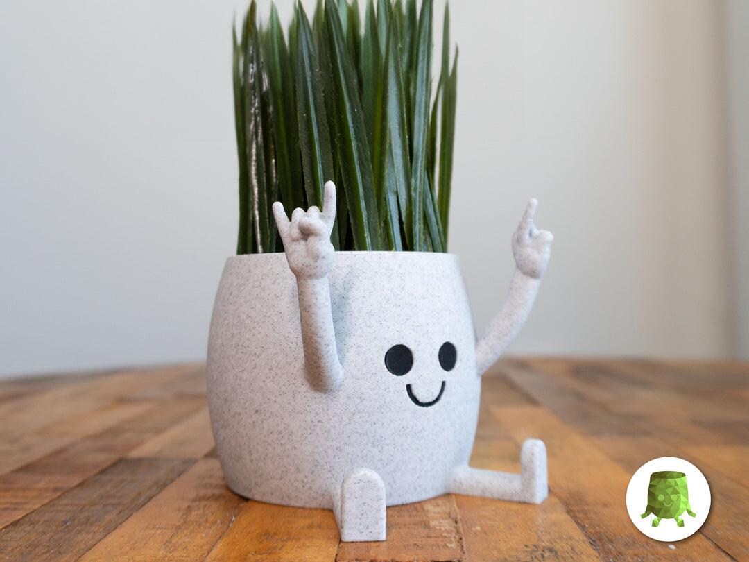Rock and Roll Planter – Fun Smiling Plant Pot With Poseable Arms ...