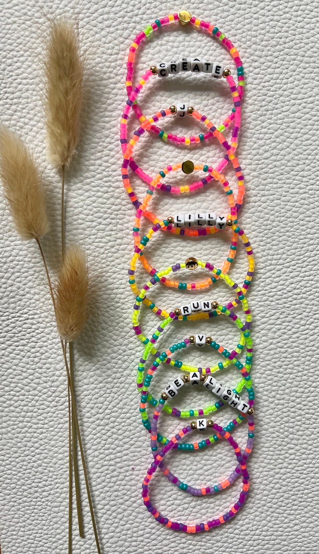 CUSTOM Glow-in-the-dark Neon Bracelet, Seed Bead Bracelet, Stretch ...