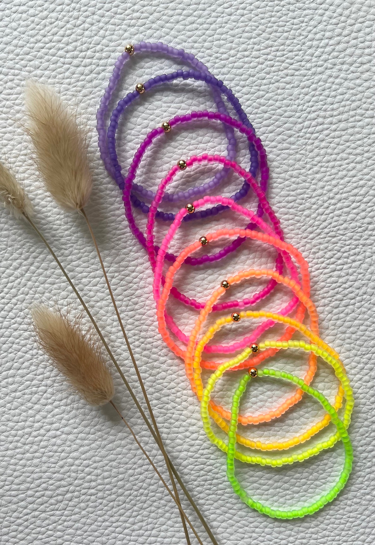 Glow-in-the-dark Neon Bracelets - SET OF 10, Seed Bead Bracelets ...