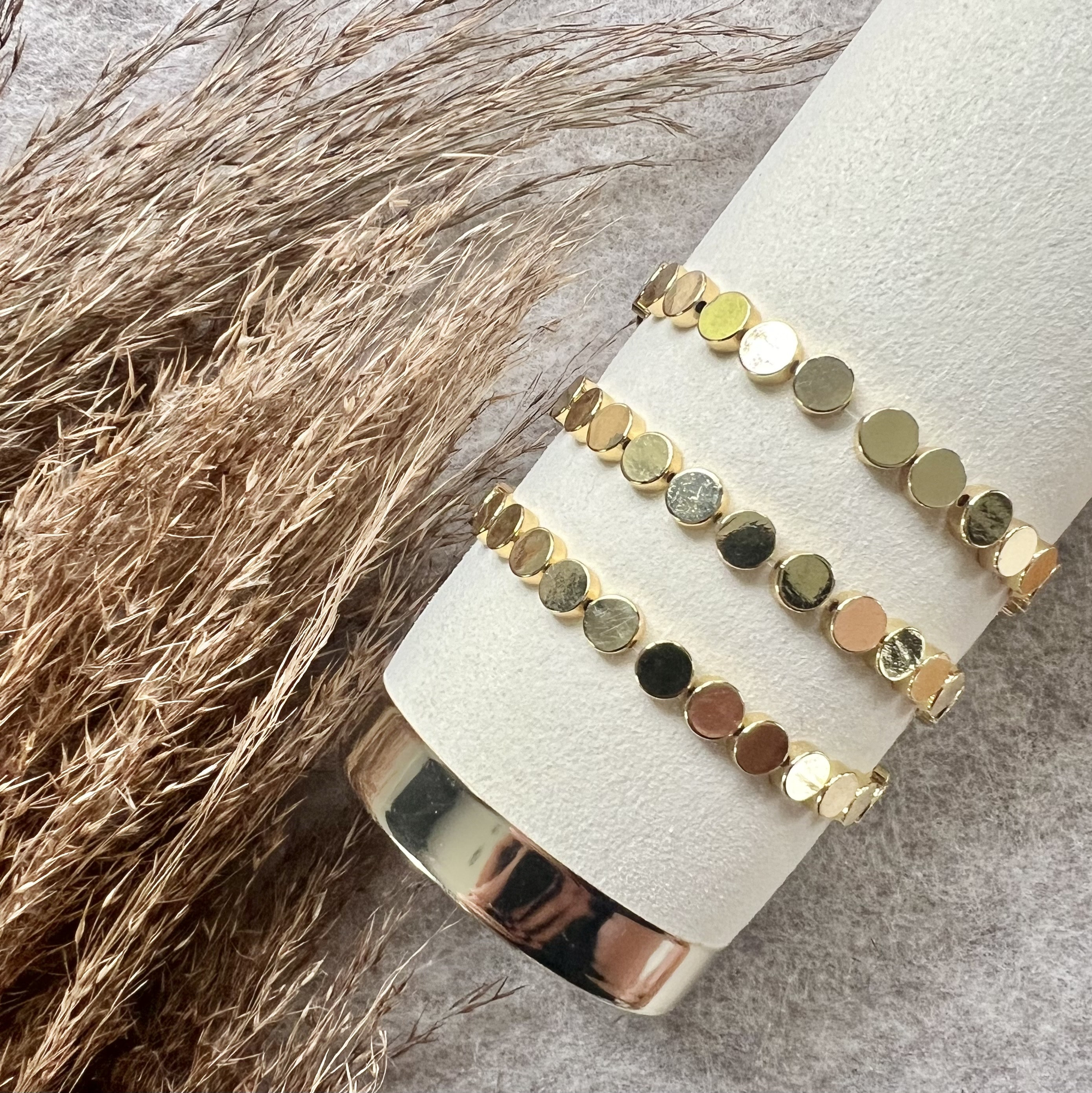 18K Gold-filled Disc Bracelet, Gold Disc Stretch Bracelet - Etsy