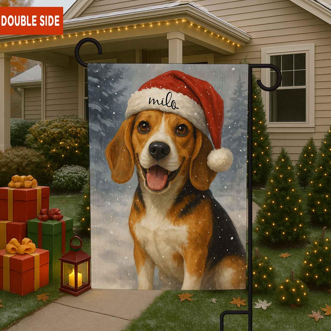 Custom Beagle Christmas Garden Flag | Personalized Dog Banner | Custom ...