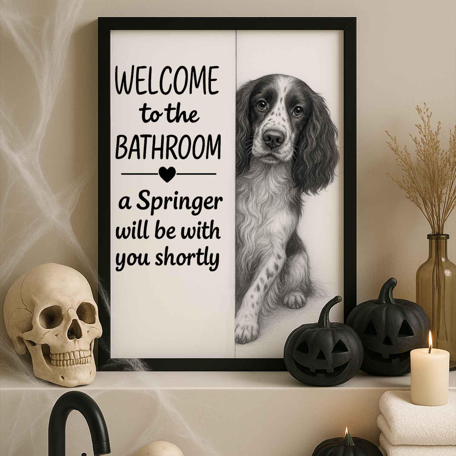 English Springer Spaniel Bathroom Poster | Welcome to the Bathroom ...