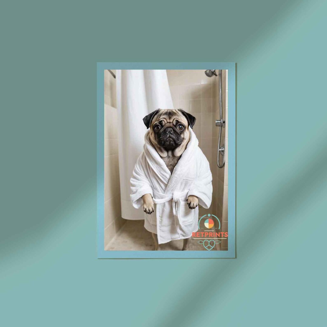 Funny Pug Dog Bath Poster: Bathroom Wall Art for Dog Lovers - Etsy