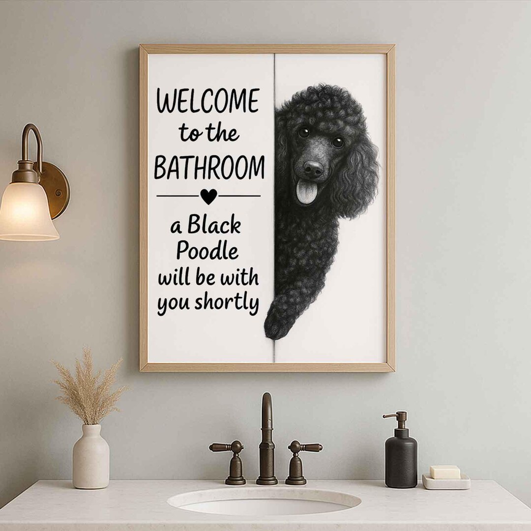 Black Poodle Bathroom Art Print | Funny Dog Lover Gift - Etsy
