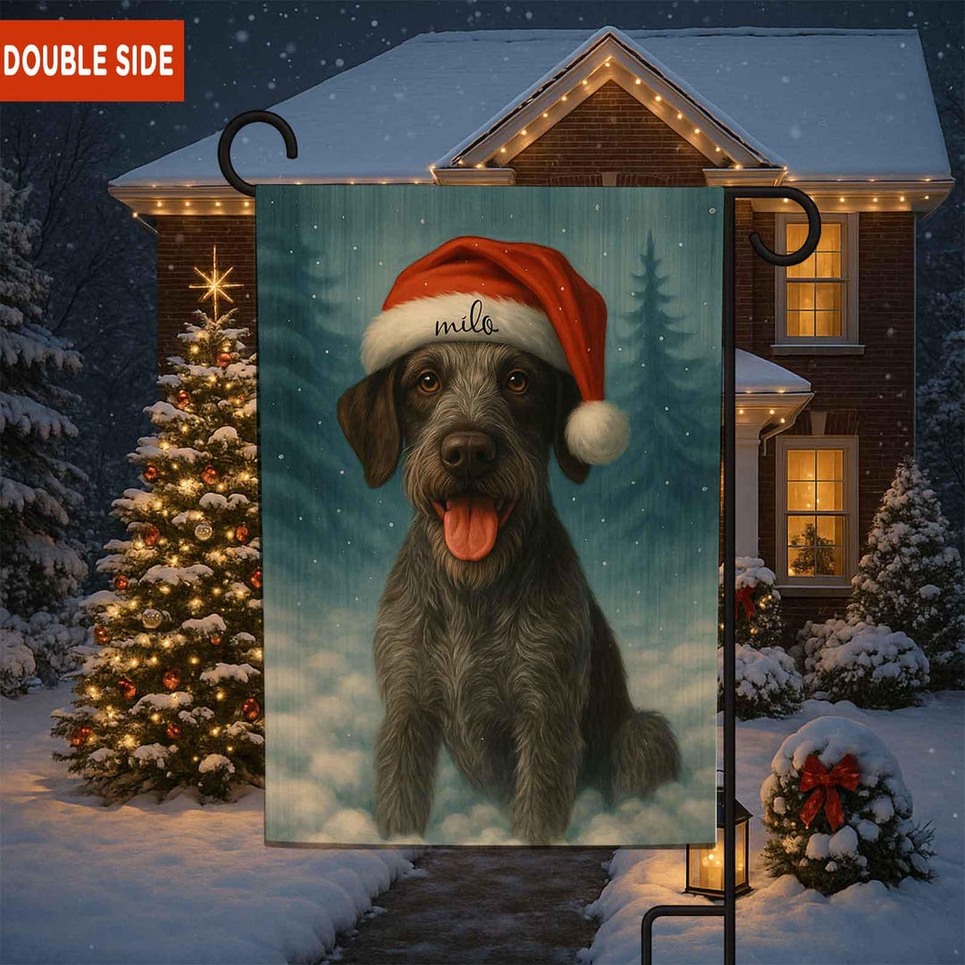 Custom German Wirehaired Pointer Christmas Flag | Personalized Dog ...