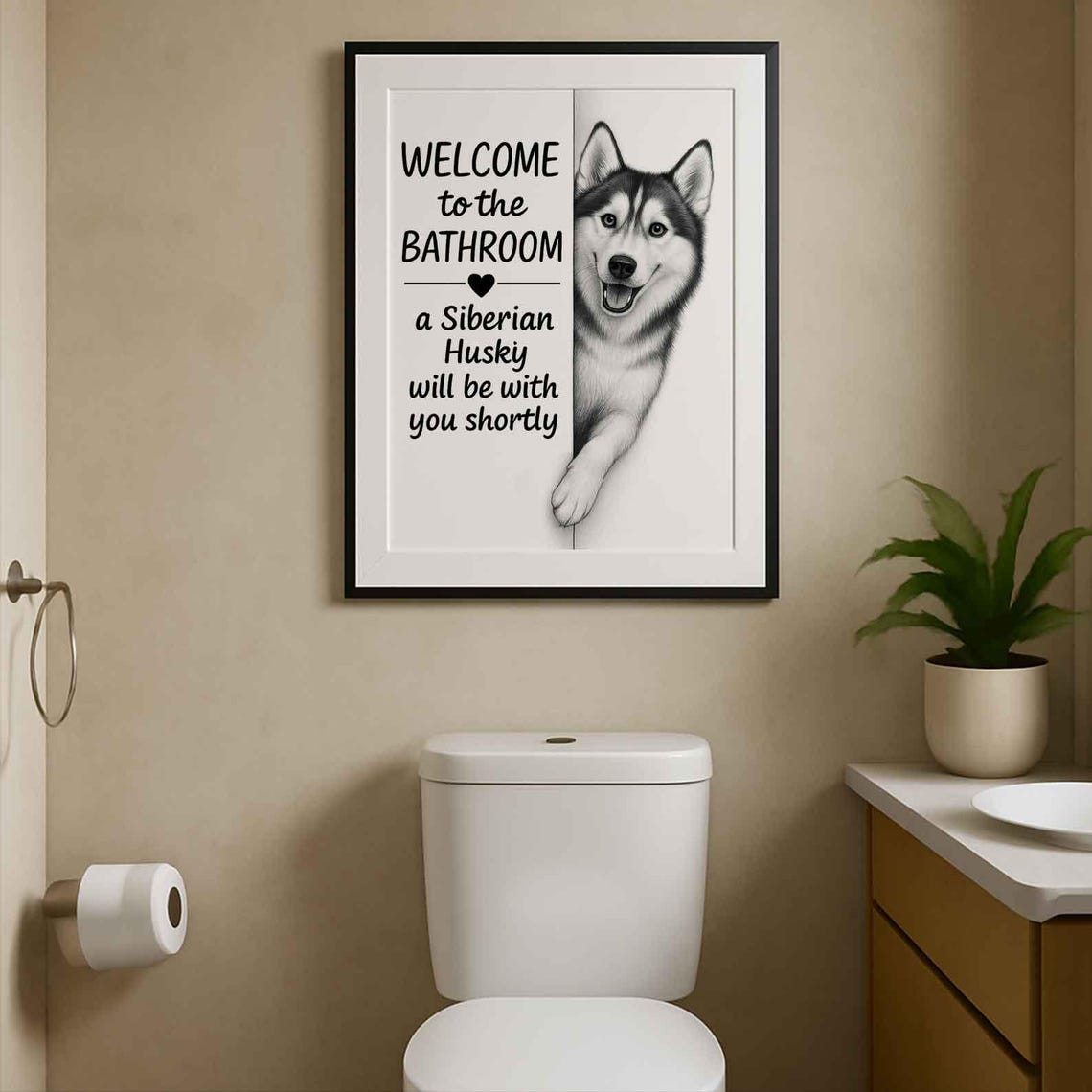 Siberian Husky bathroom Poster, Welcome to the Bathroom | Siberian ...