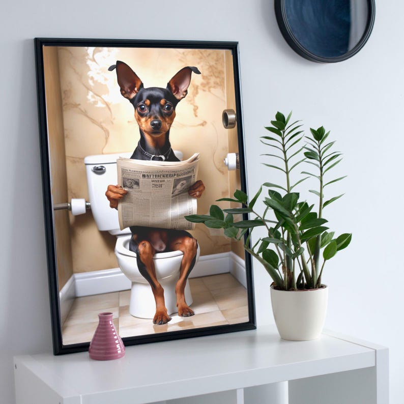 Miniature Pinscher Bathroom Poster: Funny Dog Lover Gift - Etsy