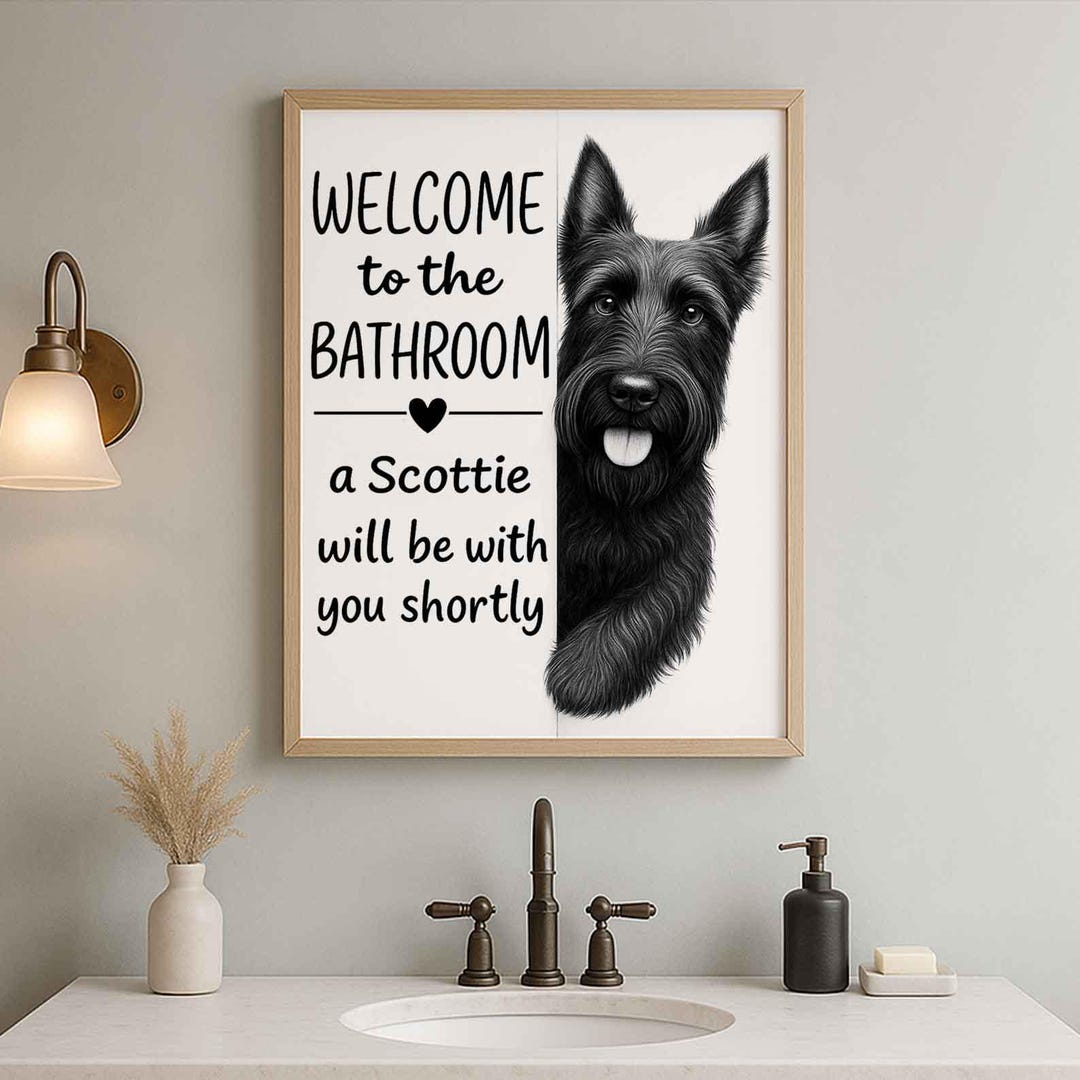 Scottish Terrier Bathroom Poster | Welcome to the Bathroom | Scottish ...