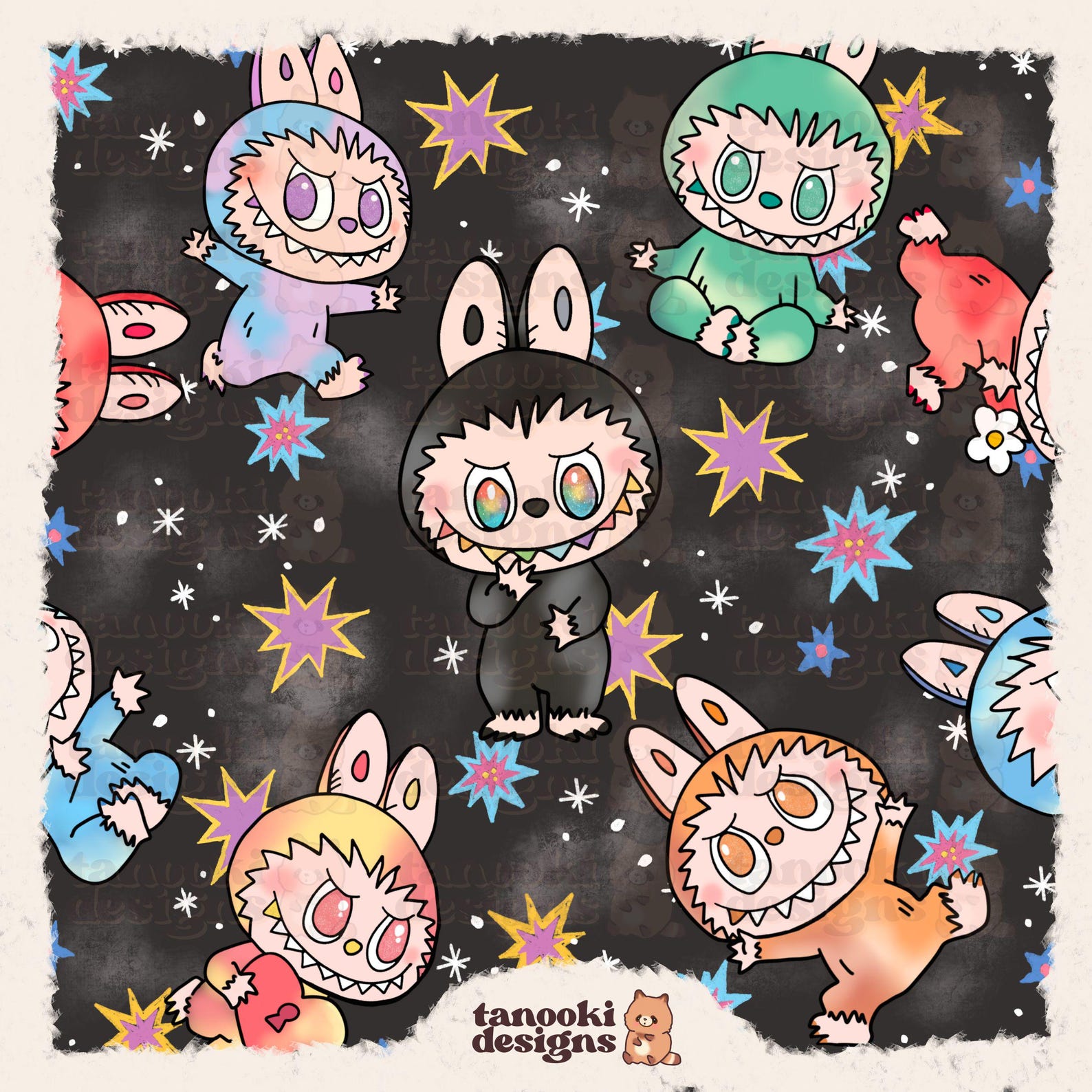 Labubu Big Into Energy Parade BG 8| Seamless | PNG | Trendy | Cute ...