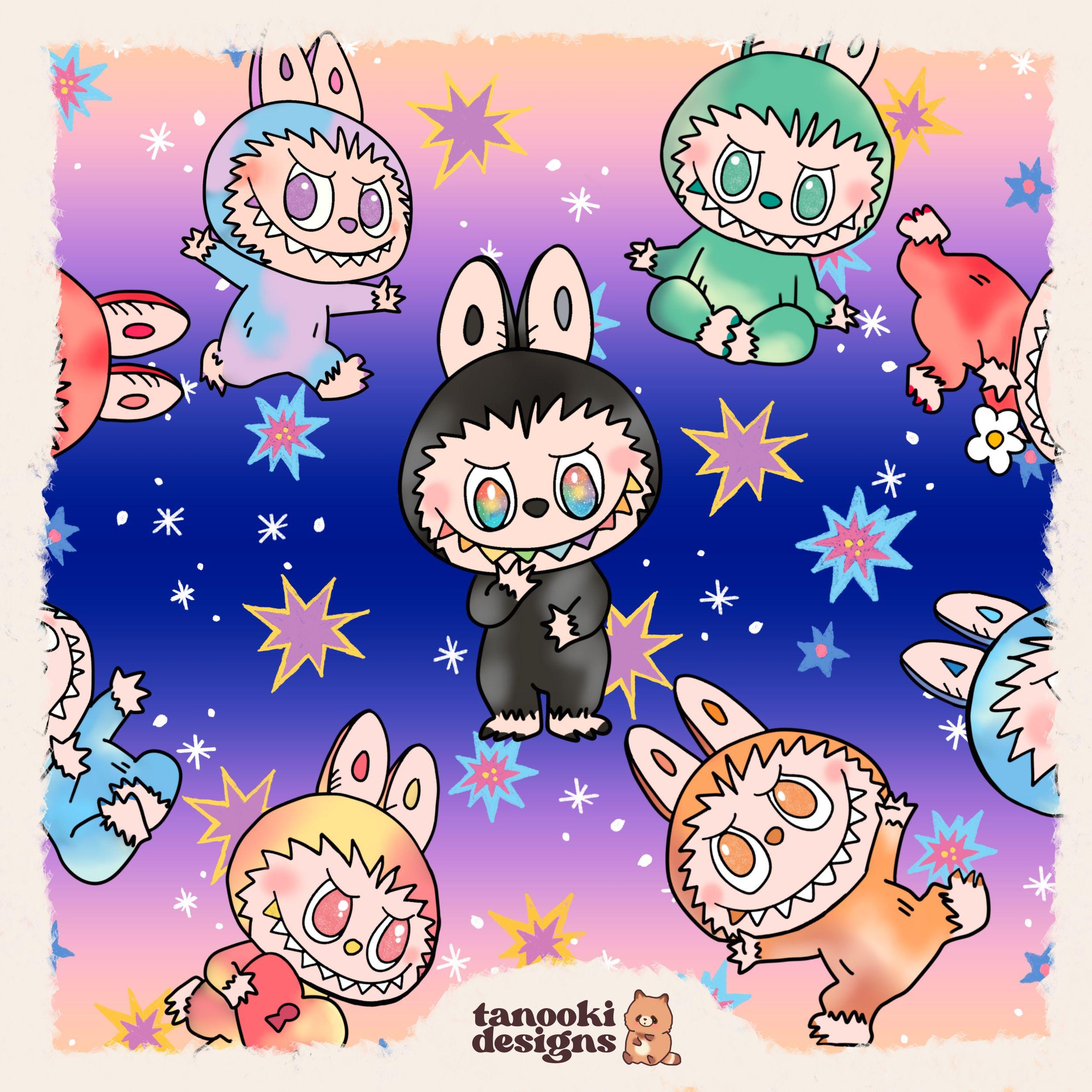 Labubu Big Into Energy Parade BG 3| Seamless | PNG | Trendy | Cute ...
