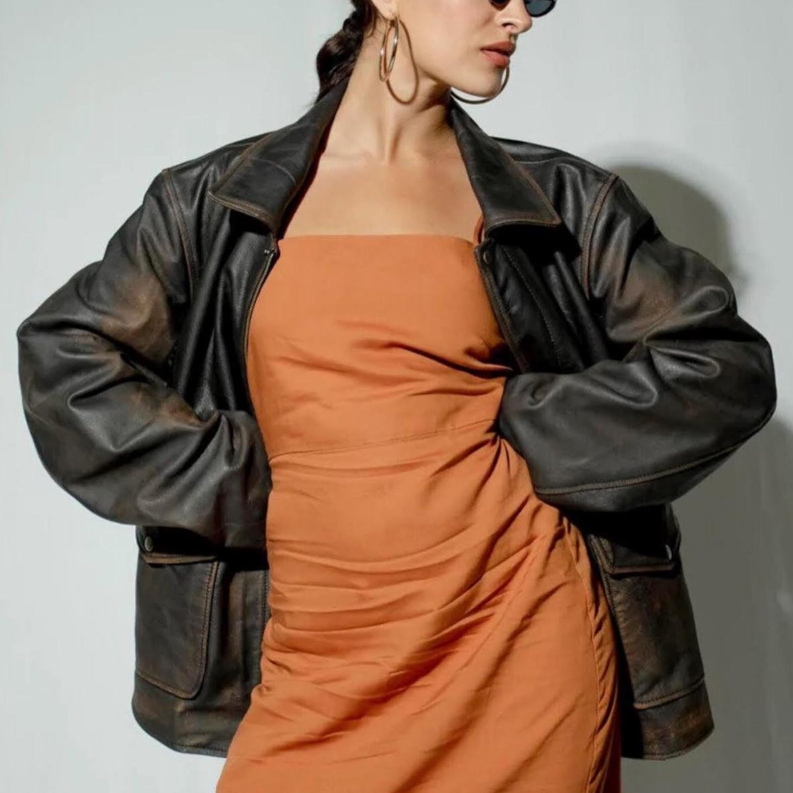 40s A2 Oversized Biker Military Vintage Style Flap Pocket Women’s ...