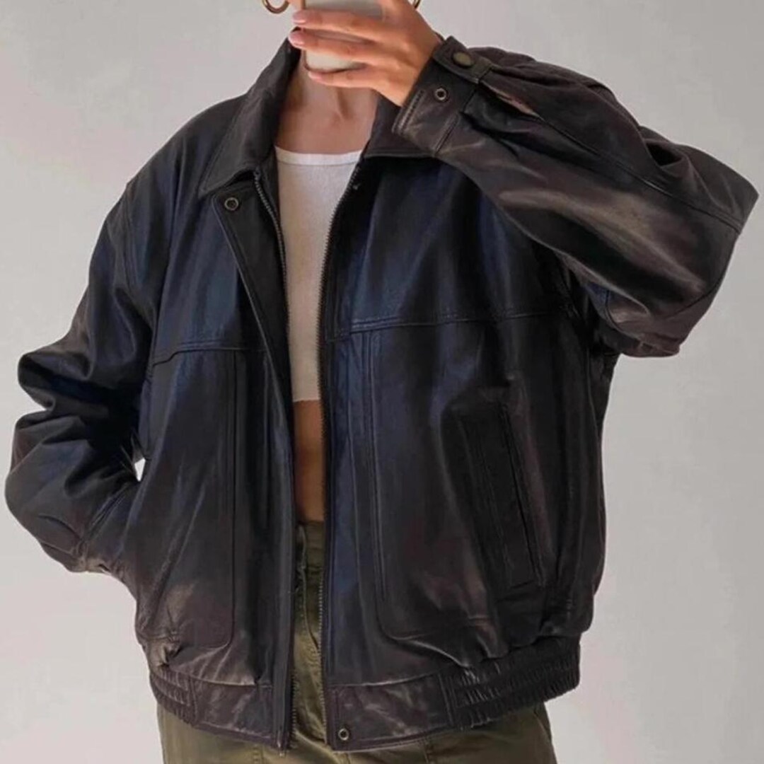 Boxy Fit Oversized Biker A2 Military Bomber Jackets Womens Vintage ...